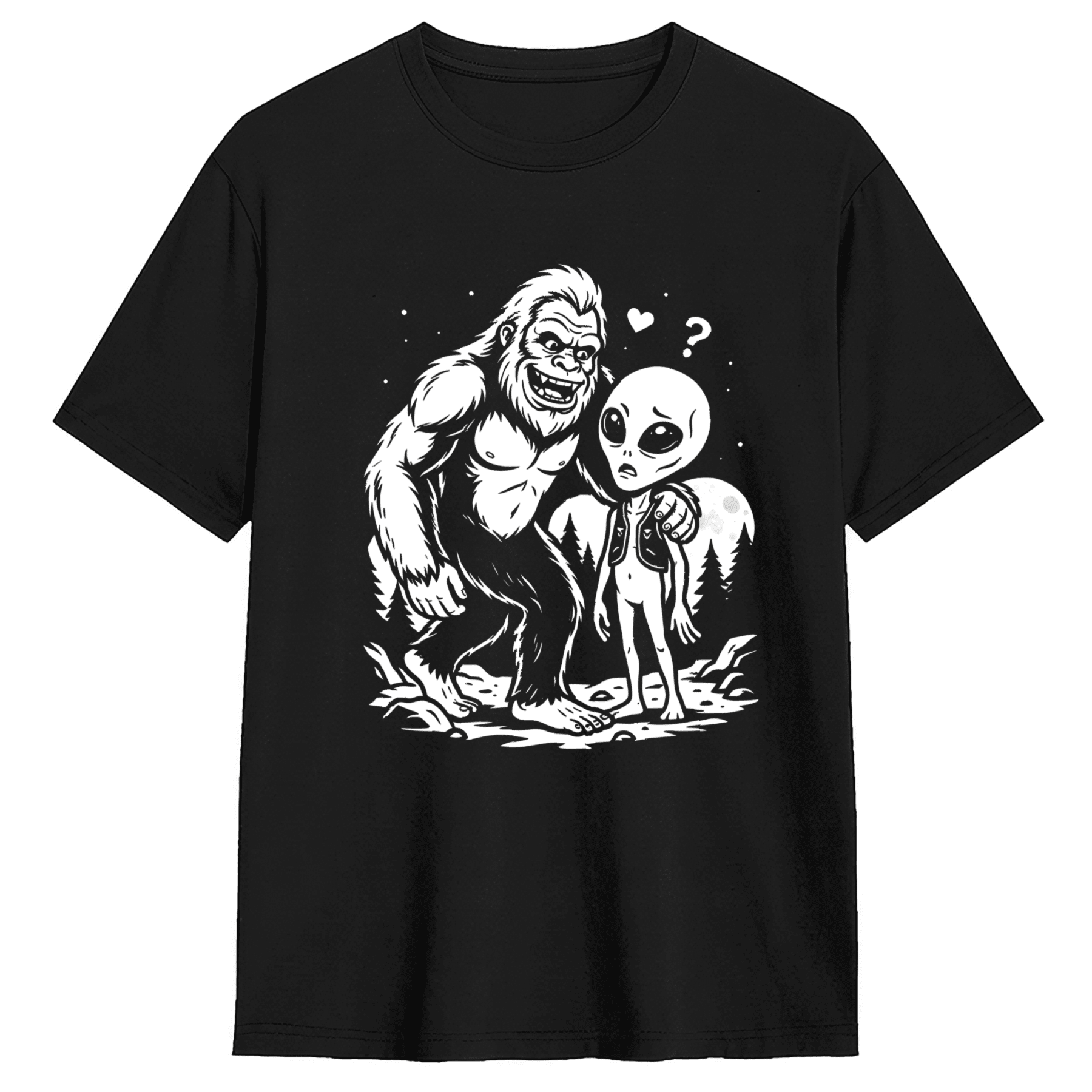 Bigfoot And Alien Retro Graphic Tee For Men And Women, Funny Adventure ...