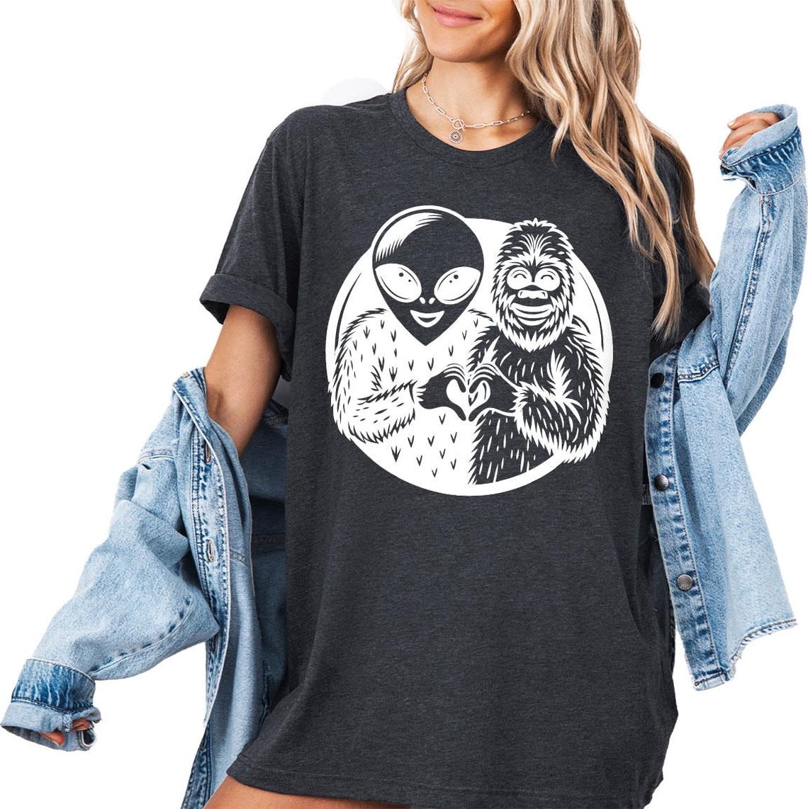 Bigfoot And Alien Shirt, Space Graphic Shirt, Birthday Boy Shirt, Alien ...