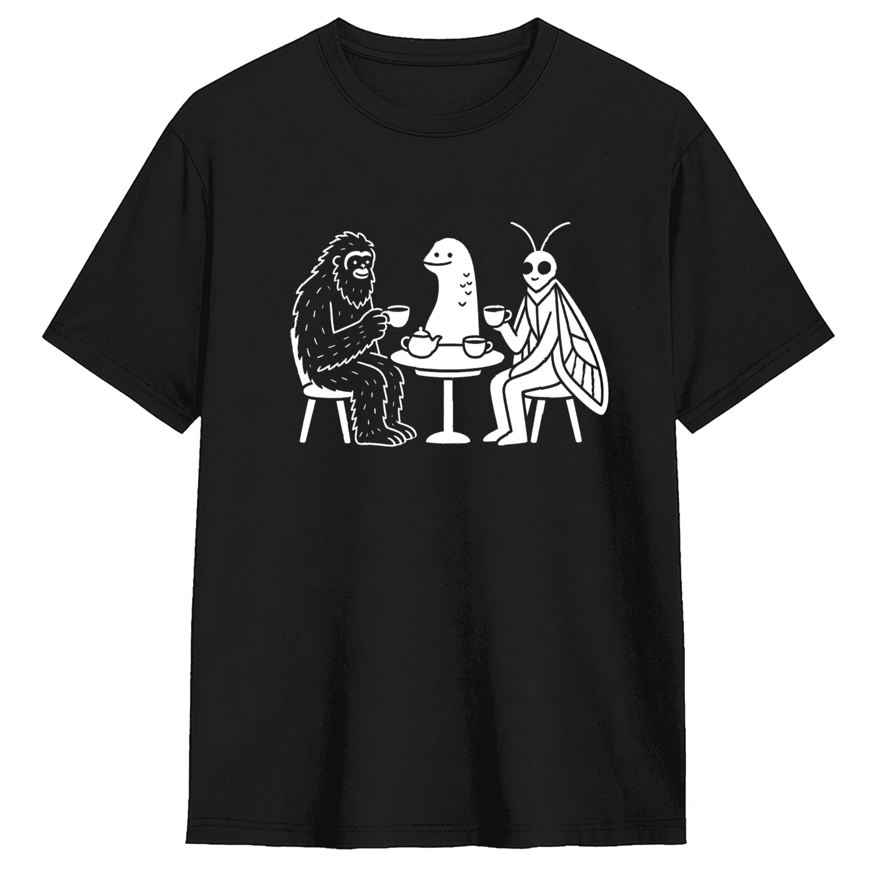 Bigfoot And Bug Tea Party Retro Graphic Tee For Men And Women, Fun ...