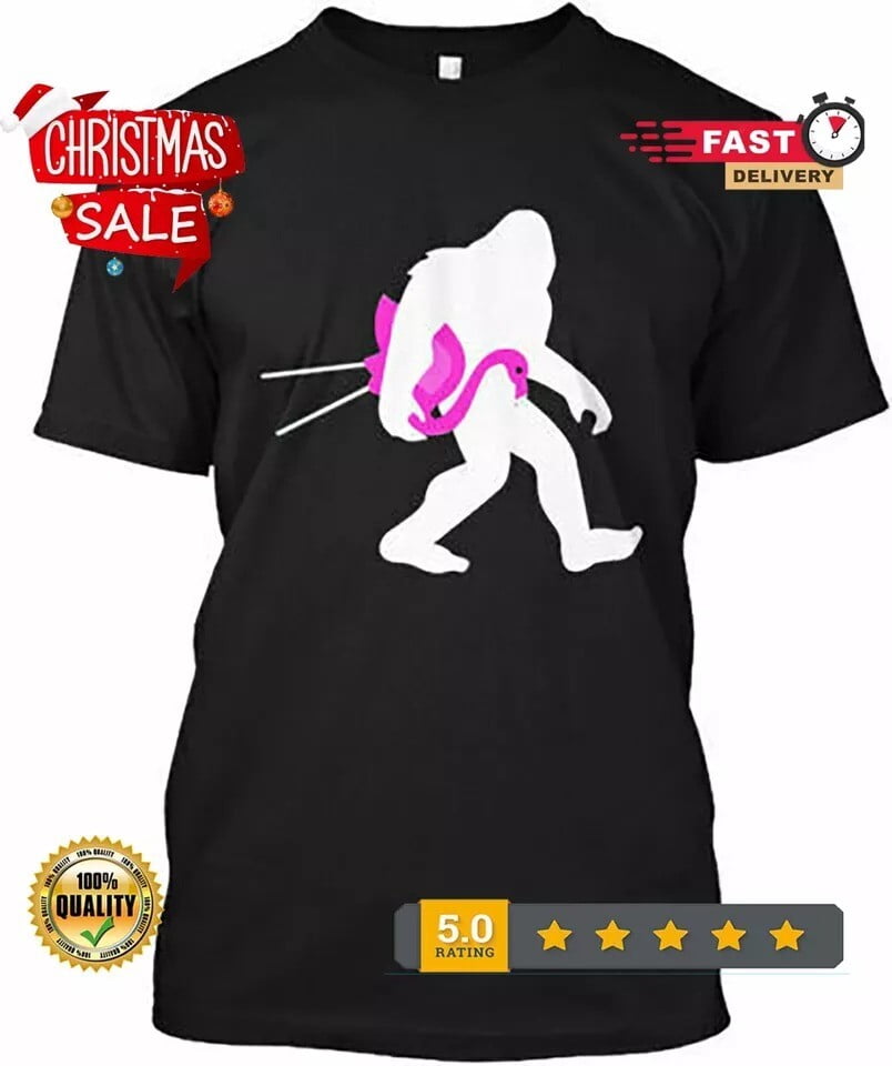 Bigfoot And Lawn Flamingo T-Shirt Cotton Crew Neck - Walmart.com