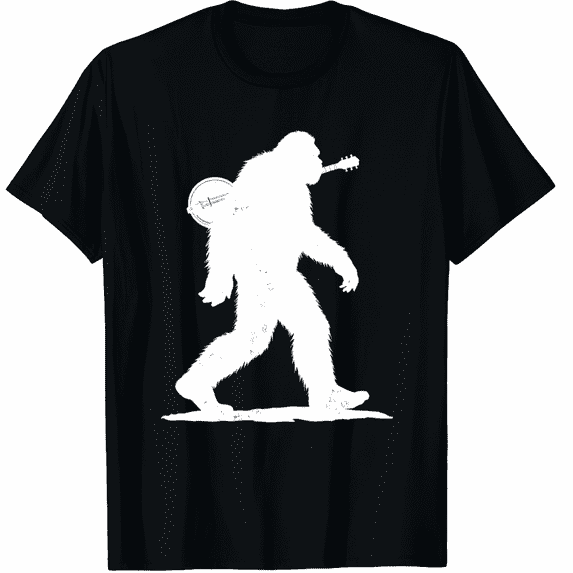 Bigfoot & Banjo Sasquatch Silhouette Retro Bluegrass Graphic Black T ...