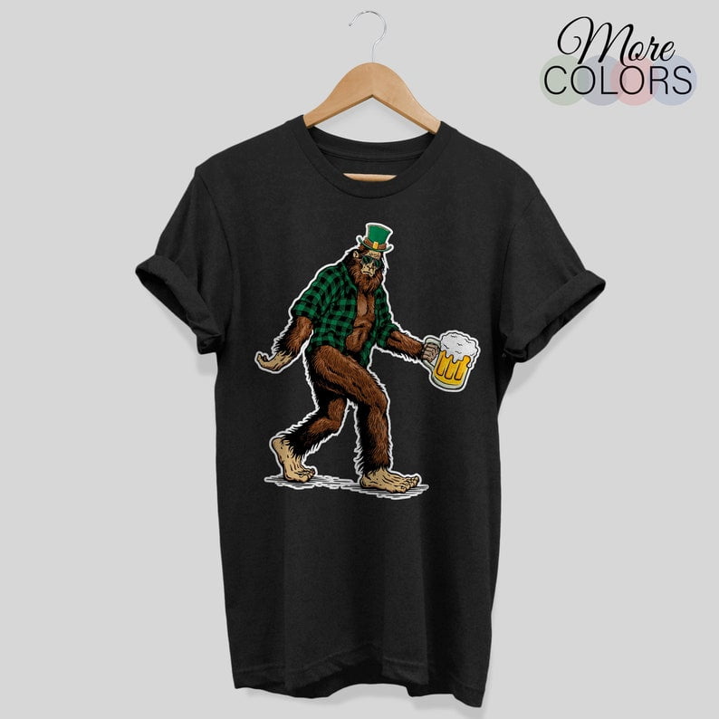 Bigfoot Beer Drinking Saint Patrick's Day St Patricks Shenanigans Irish ...