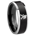 Bigfoot Beveled Edge Brush Black 2 Tone Tungsten Men Ring 10MM ...