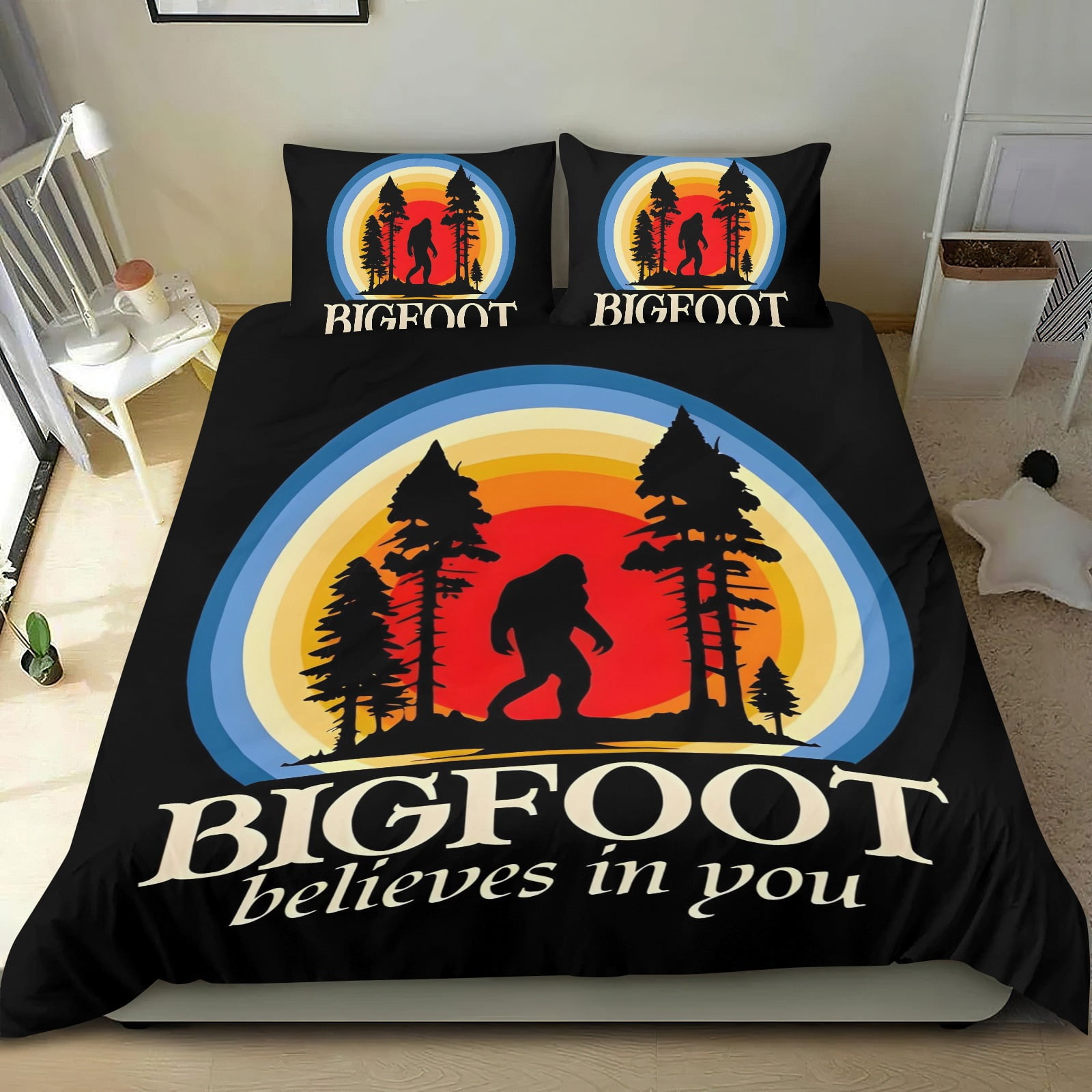 Bigfoot Big Foot-themed Bed Sheet Set Three Piece Set Comfortable And ...