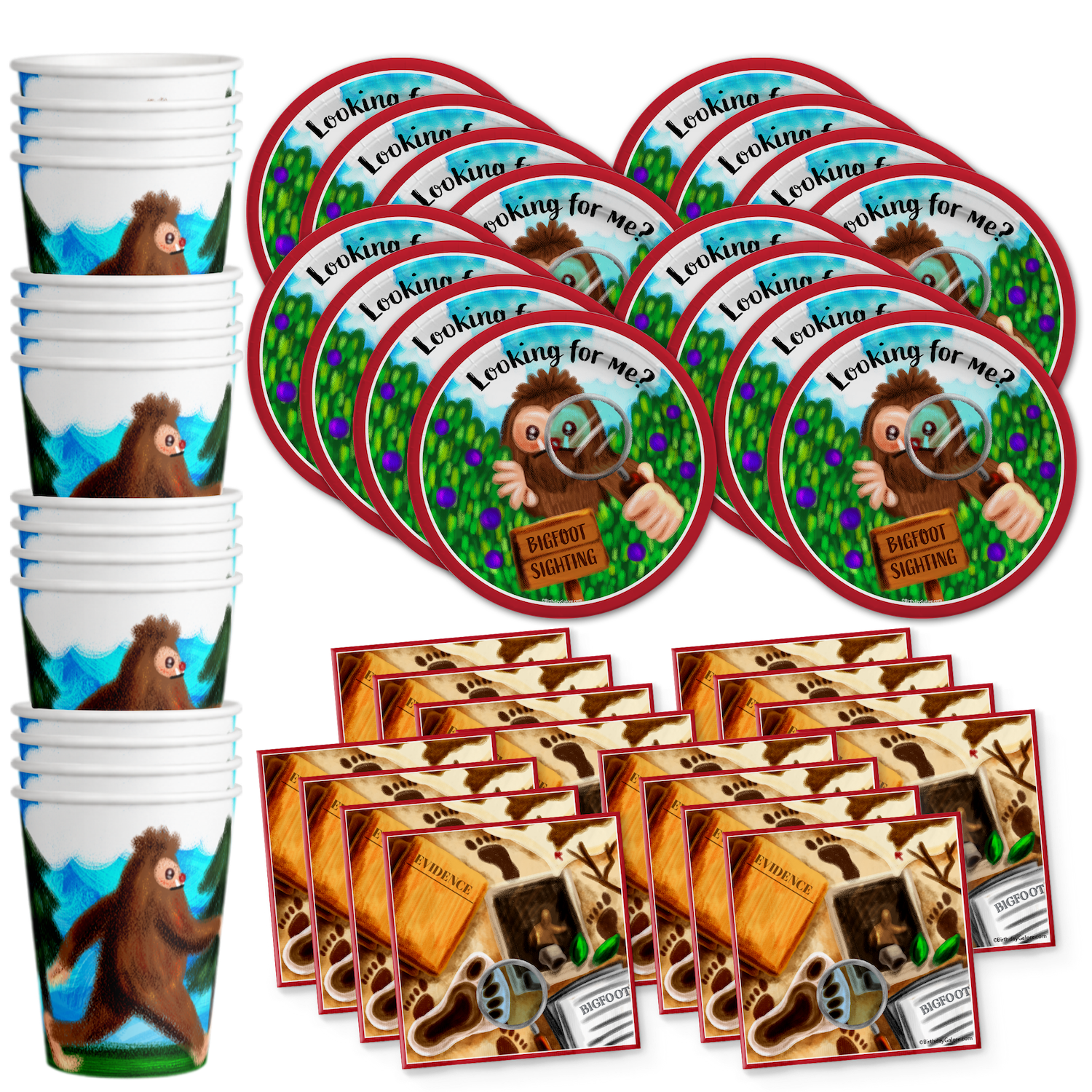 Bigfoot Themed Birthday Party Supplies Set - Plates, Napkins, Cups ...