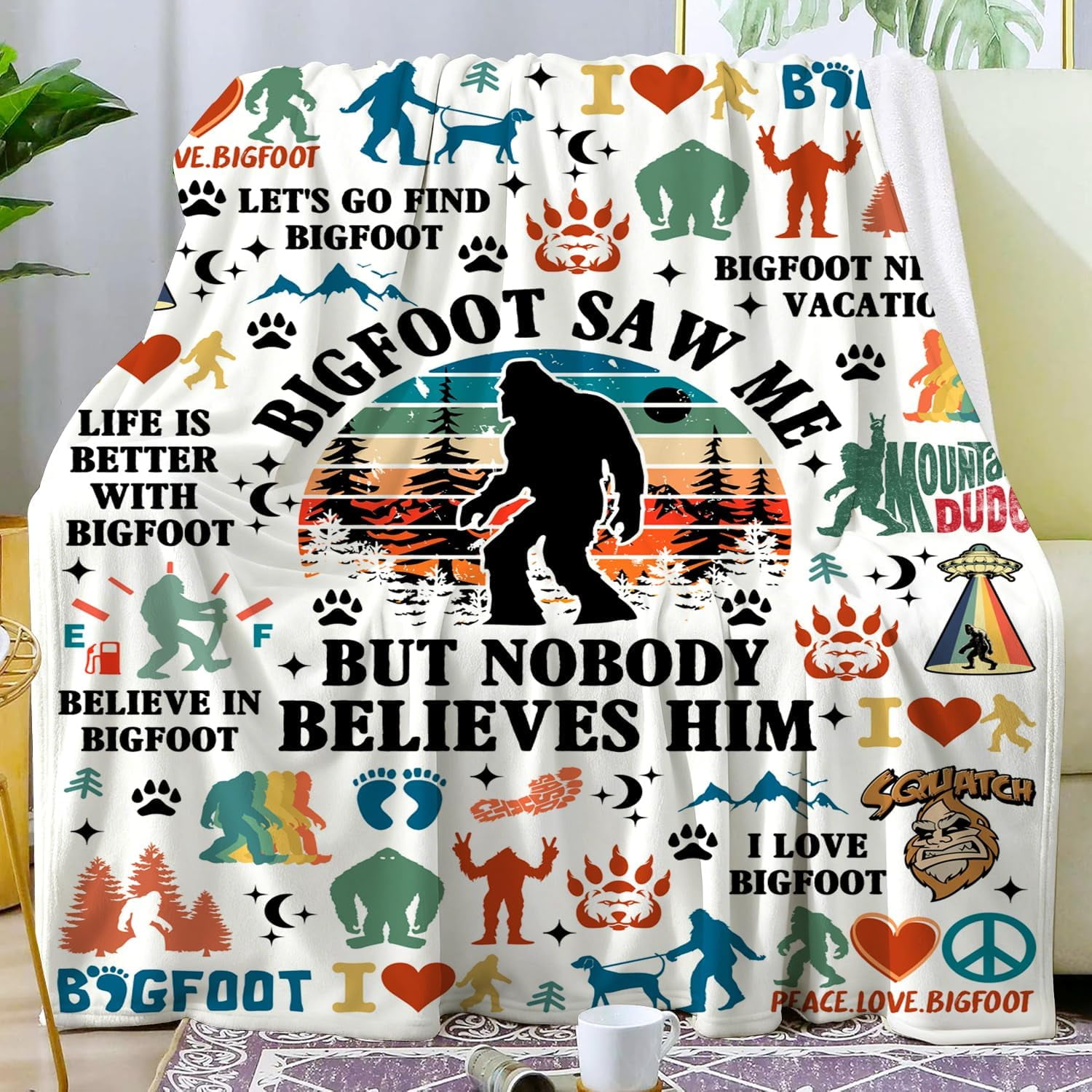 Bigfoot Blanket Gifts for Women Stuff Big Foot Sasquatch Gifts Merch ...