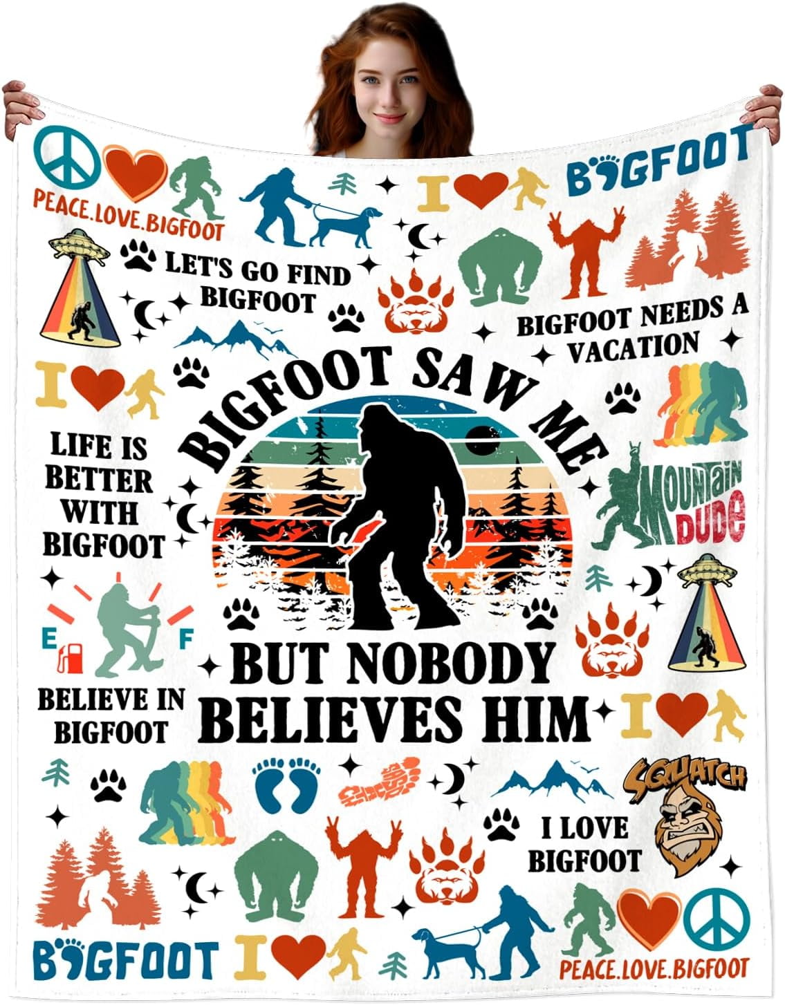 Bigfoot Blanket Gifts for Women Stuff Big Foot Sasquatch Gifts Merch ...