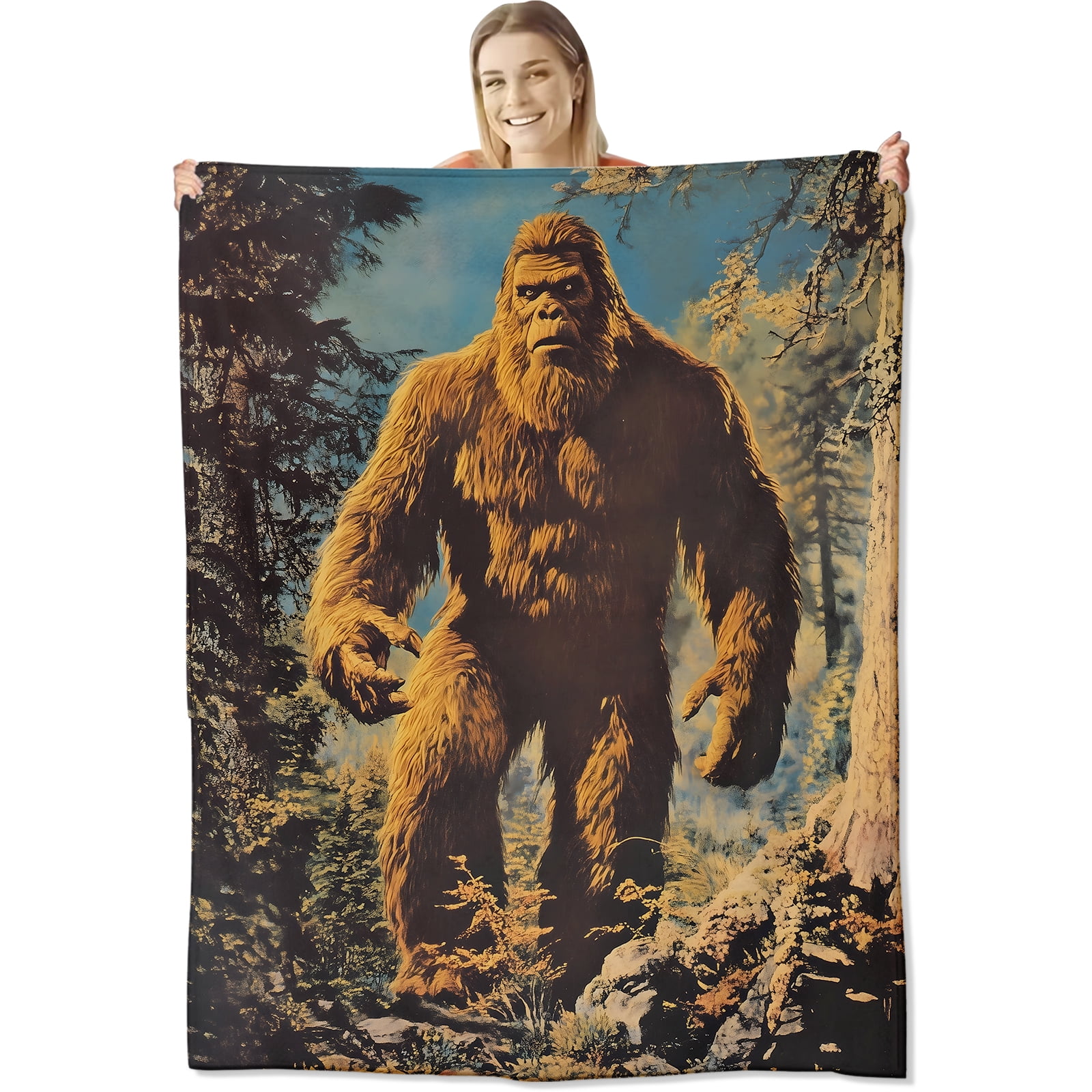 Bigfoot Blanket for Kids Adults, Flannel Bigfoot Blankets Gifts for ...
