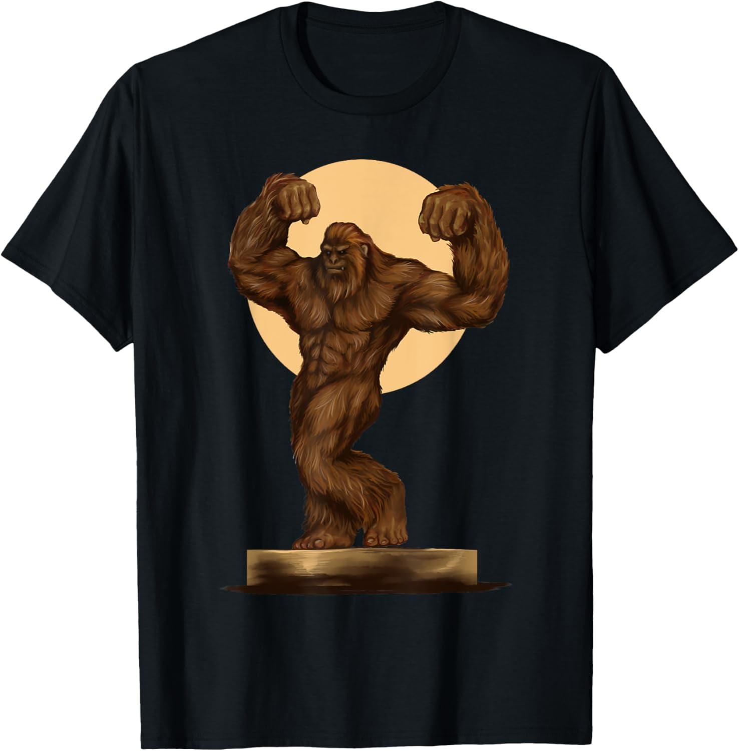Bigfoot Body Builder Pose On The Stage Graphic Sasquatch Tee T-Shirt ...