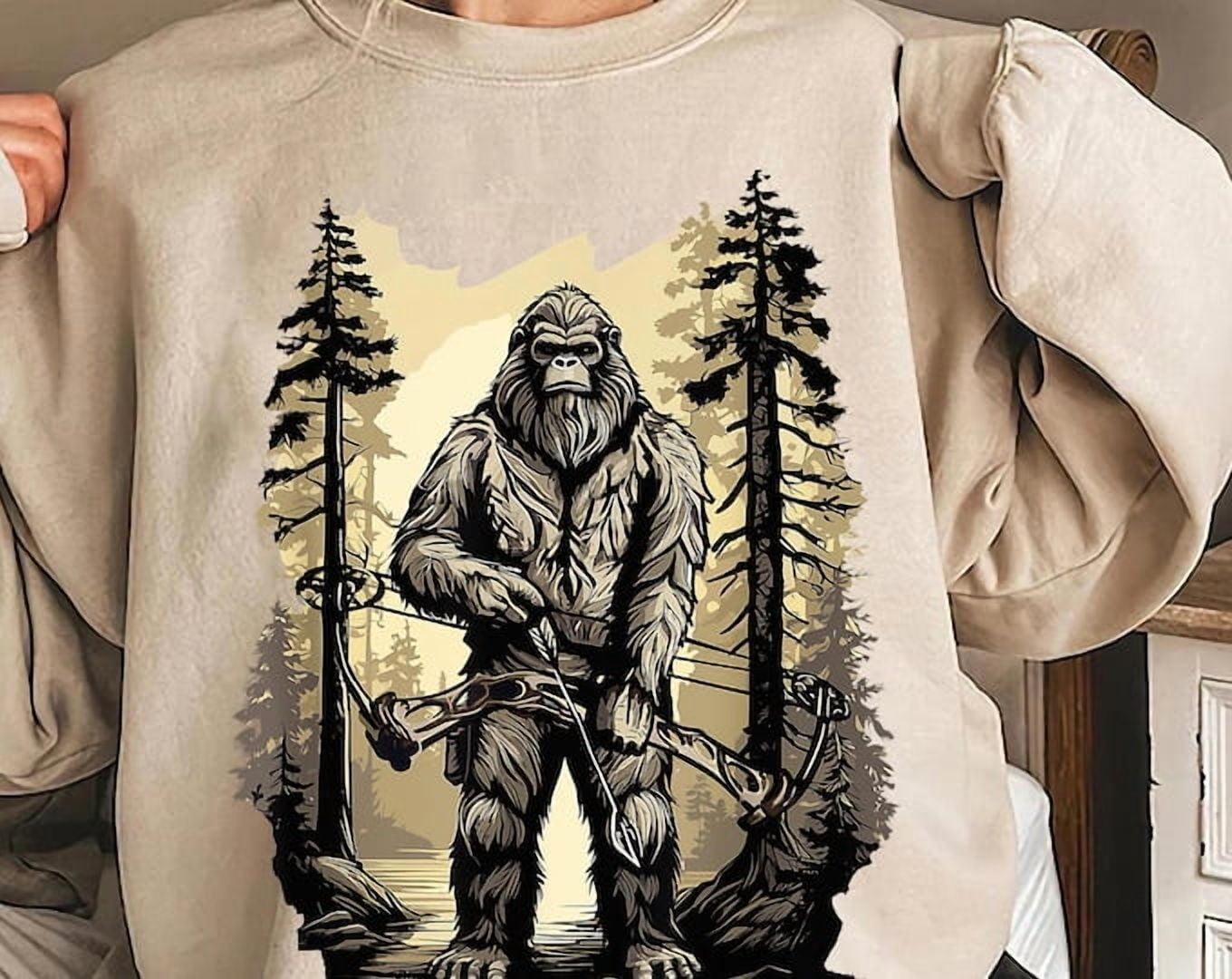 Bigfoot Bowhunter Design: Sasquatch Archery Art , Sweatshirt Size S-5Xl ...