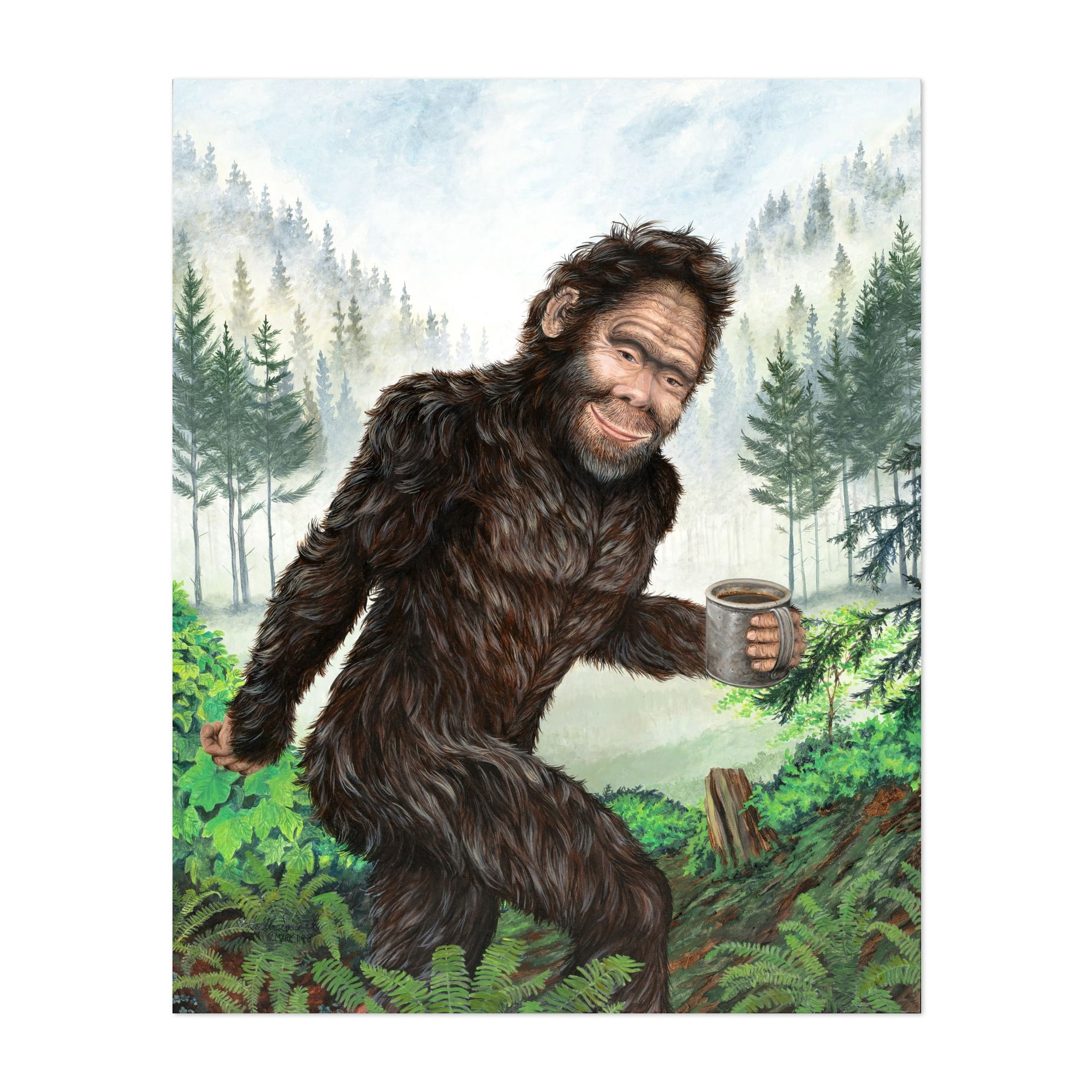 Bigfoot Brew - British Columbia Canada Painting Humor Forest Nature ...