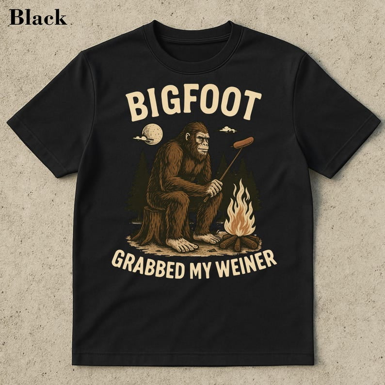 Bigfoot Campfire Graphic Shirt with Sasquatch Outdoor Forest Theme ...