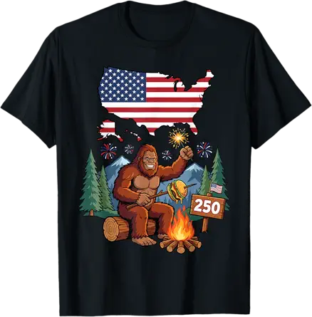 Bigfoot Campfire USA 1776 2026 Patriotic Sasquatch T-Shirt - Walmart.com