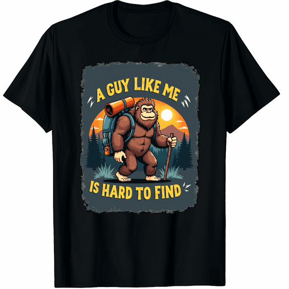 Bigfoot Camping Adventure Humor Hiking Sasquatch Funny Graphic Black T ...
