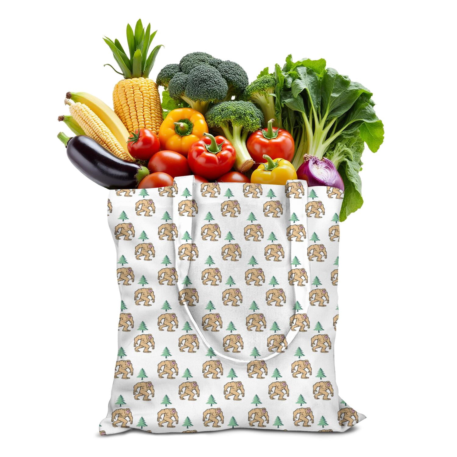 Bigfoot Canvas Tote Bag – Funny Sasquatch Wilderness Print Reusable ...