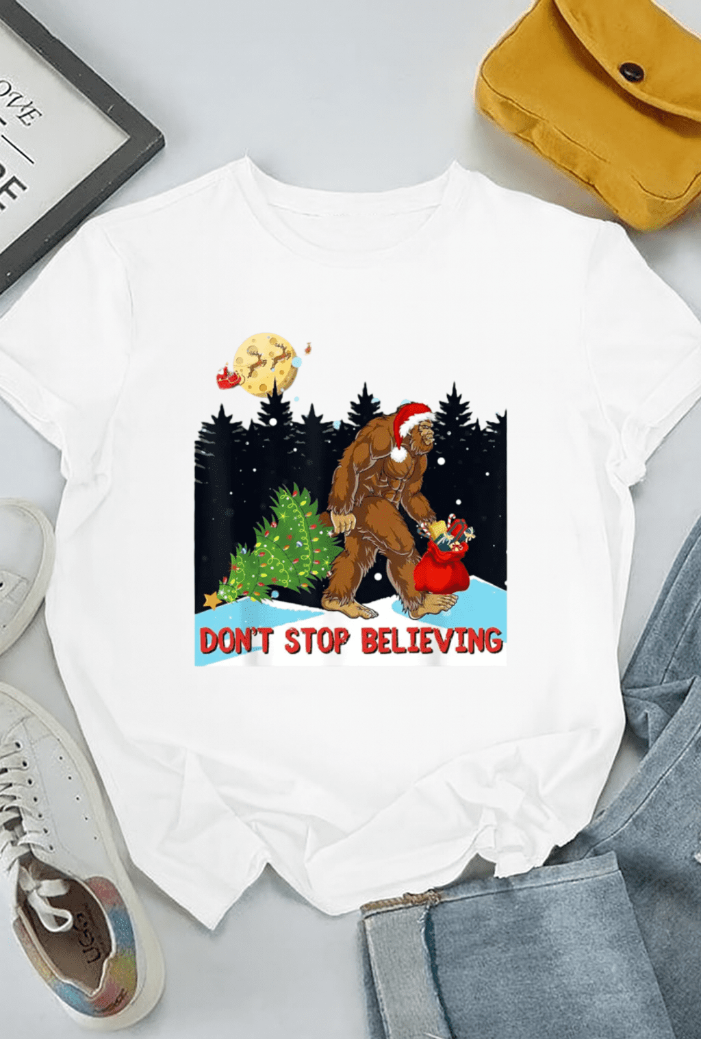 Bigfoot Christmas Dont Stop Believing Sasquatch Fun up to Size 5XL ...