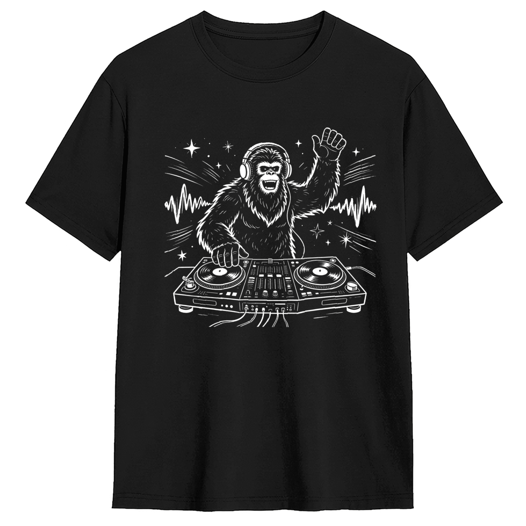 Bigfoot DJ Cool Graphic Tee For Men, Music Party Cotton Short Sleeves T ...