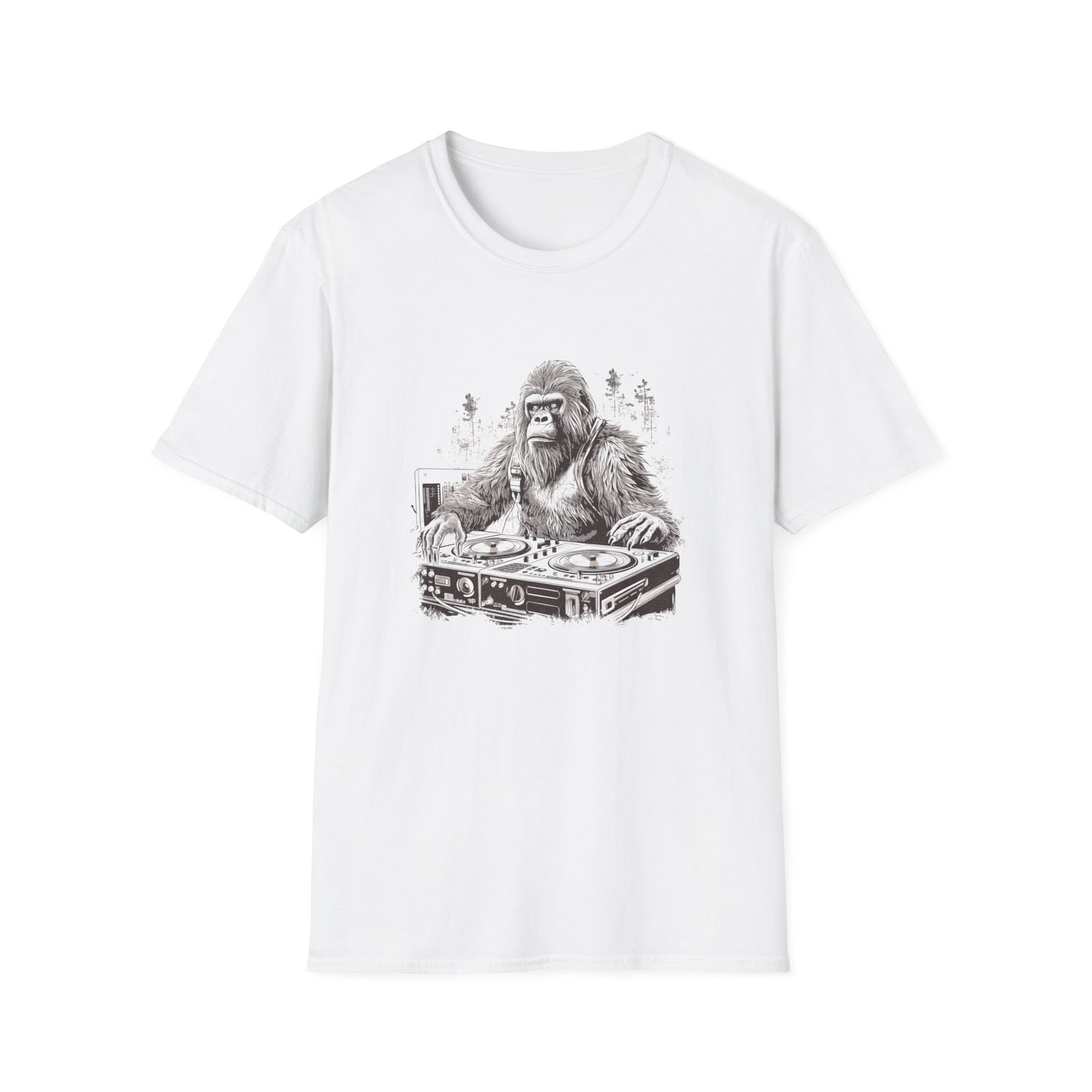 Bigfoot DJ T-Shirt Funny Sasquatch Mixing Music Graphic - Walmart.com