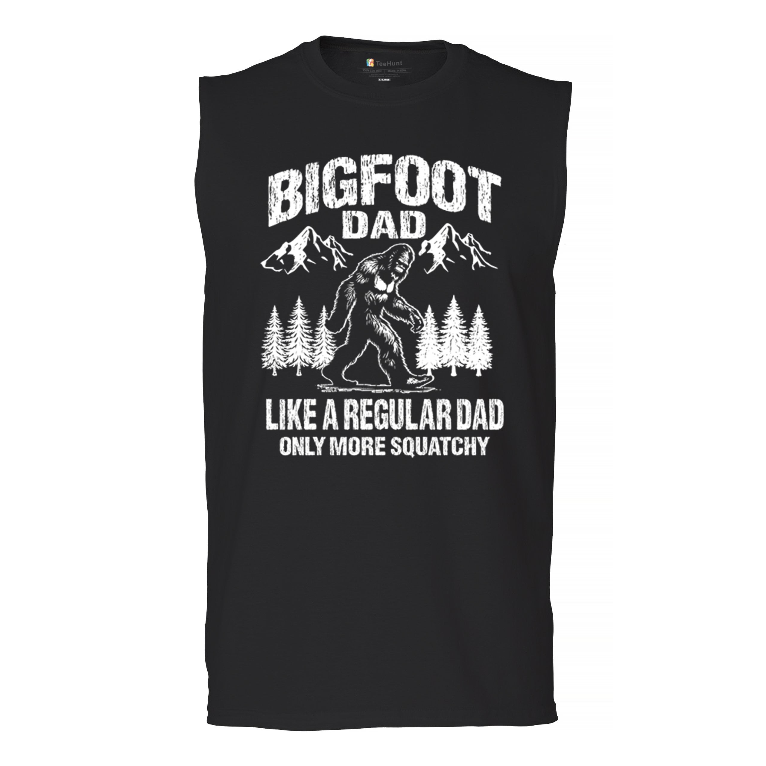 Bigfoot Dad Muscle Shirt More Squatchy Funny Daddy Sasquatch Dad Joke ...
