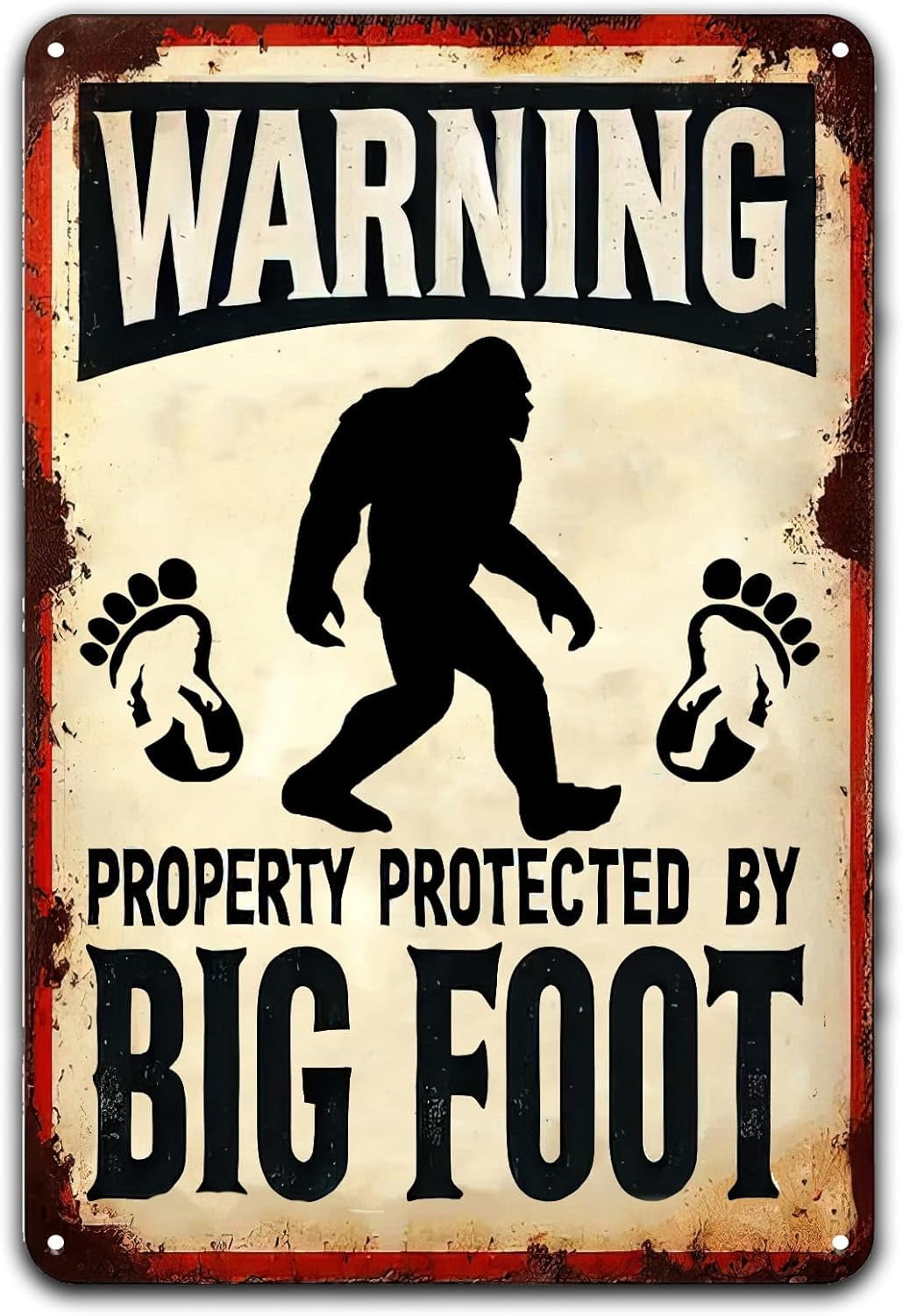 Bigfoot Decor Rustic Tin Signs Metal Poster,Warning Property Protected ...
