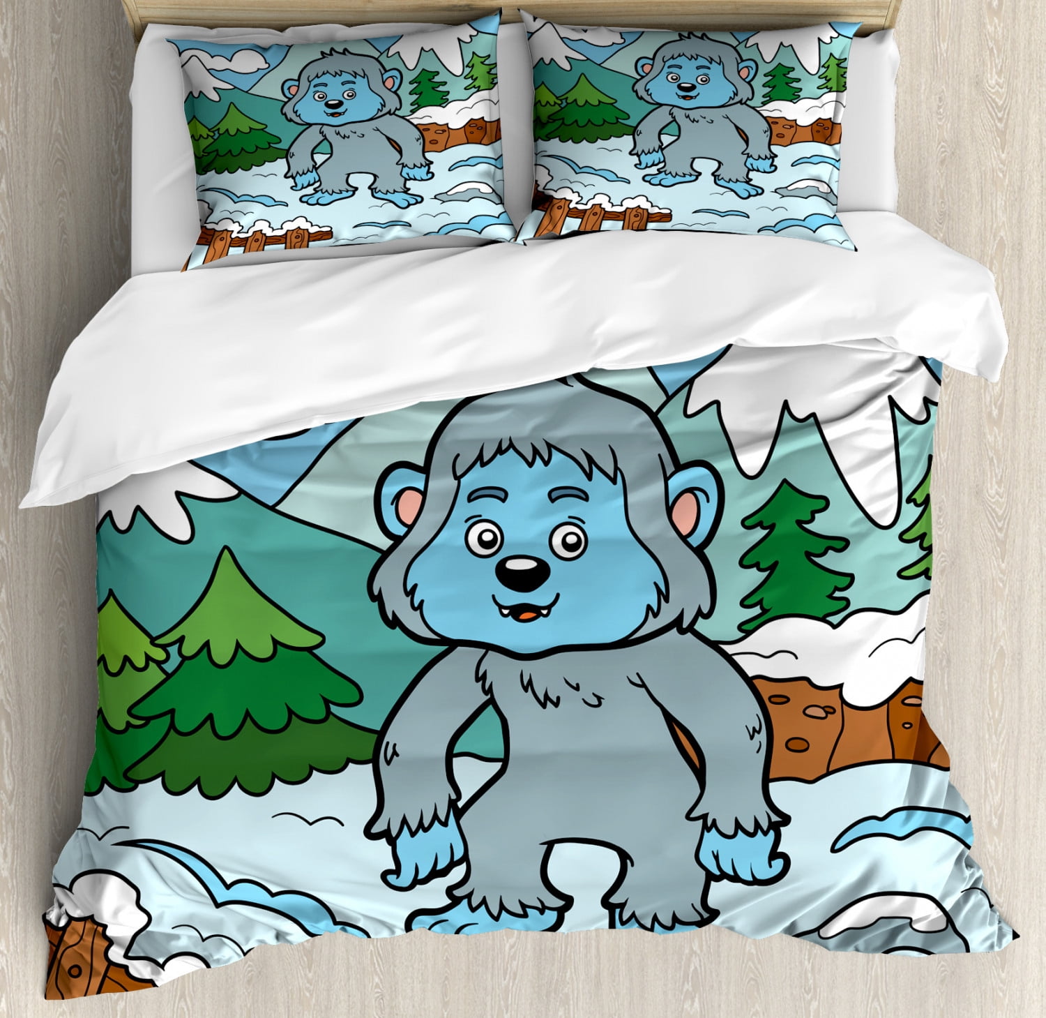 Bigfoot Duvet Cover Set King Size, Colorful Children Animal ...