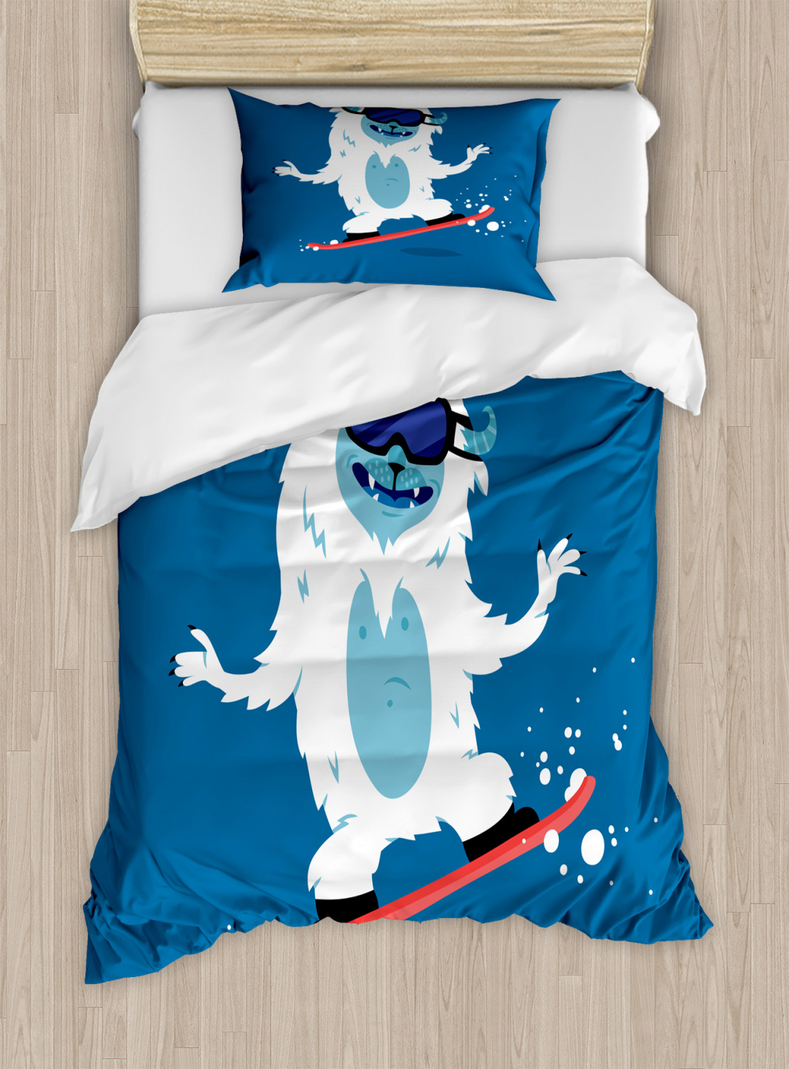 Bigfoot Duvet Cover Set Twin Size, Yeti Monster Illustration while ...