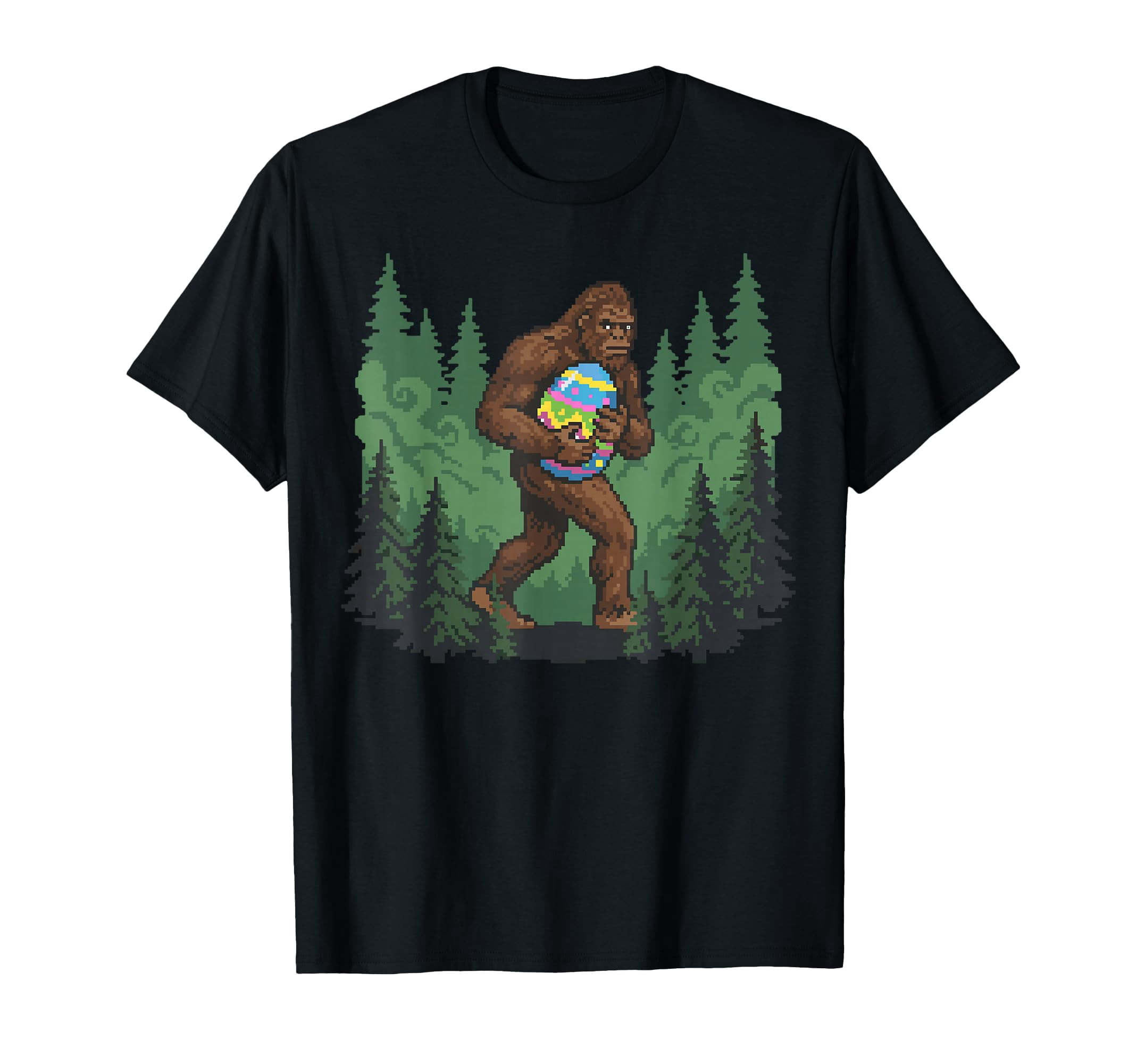 Bigfoot Easter Bunny Sasquatch Egg Hunt Funny Pixel Art T-Shirt ...