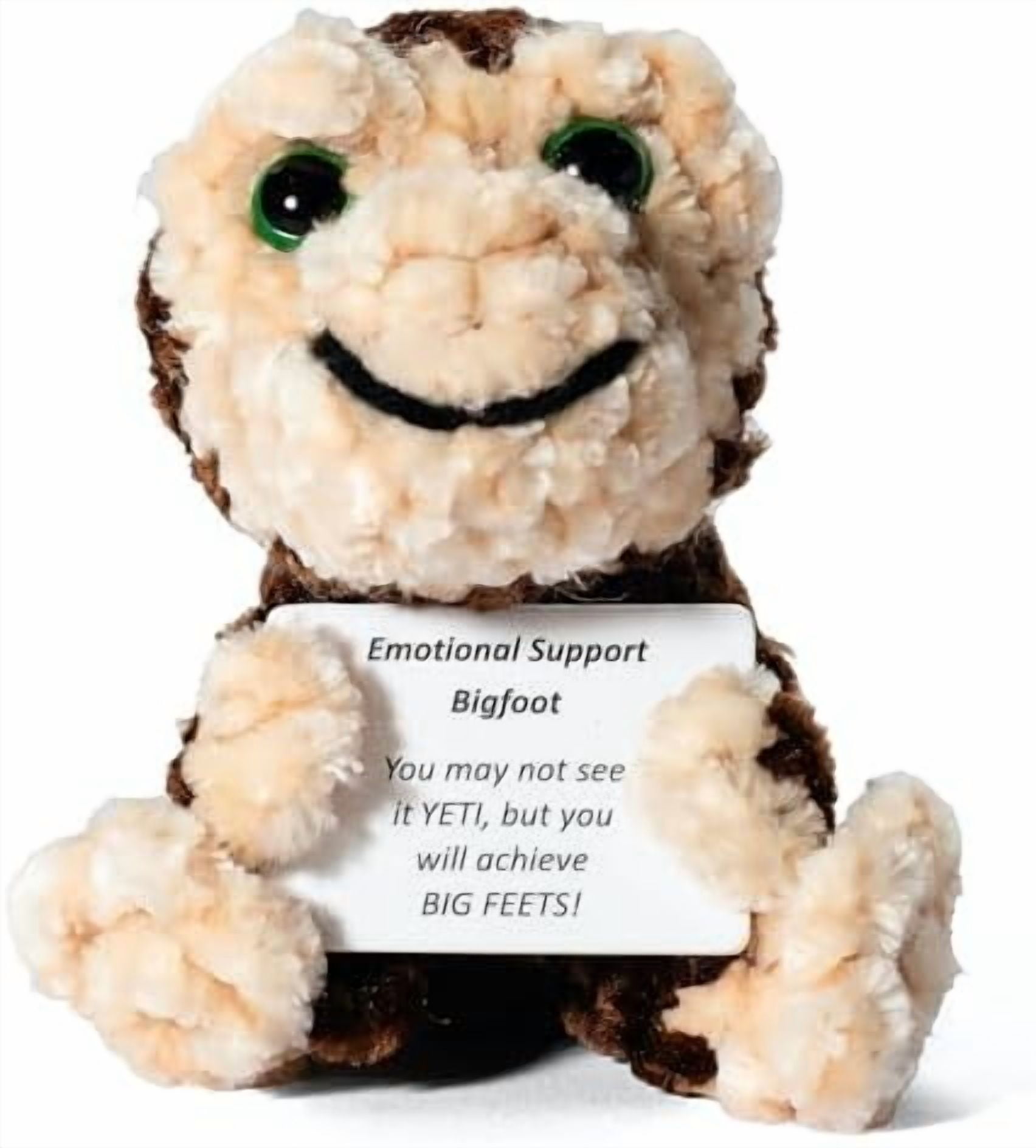 Bigfoot Emotional Support Crochet Doll – Funny, Mini Yeti with Card – Positive Gifts for Women ...