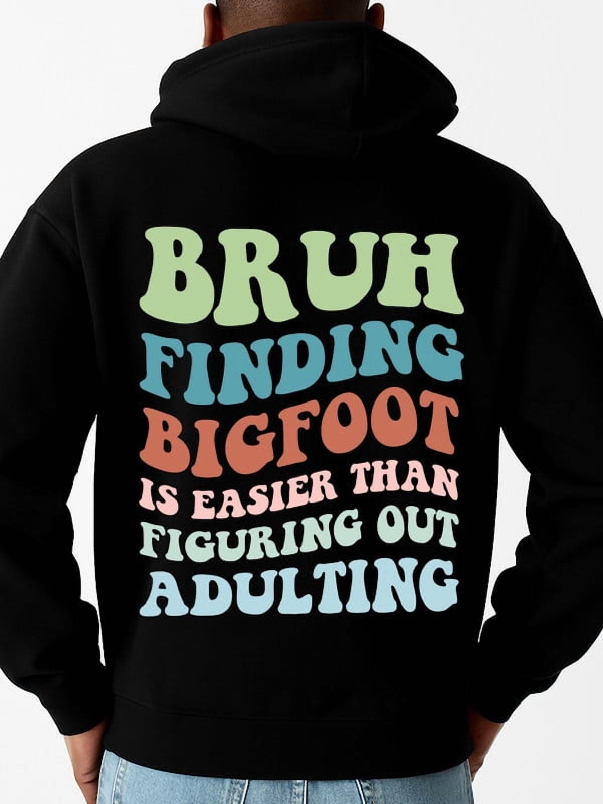 Bigfoot Finding graphic hoodies funny humor men's sweater hoodie black ...