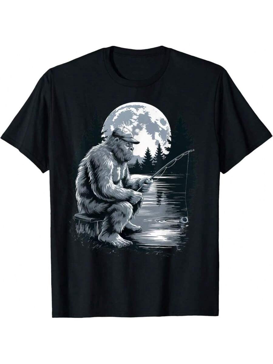 Bigfoot Fishing Graphic T-Shirt Black 28 - Walmart.com