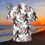 Bigfoot Floral Pattern Hawaiian Shirt, Bigfoot Summer Shirt, 3D ...