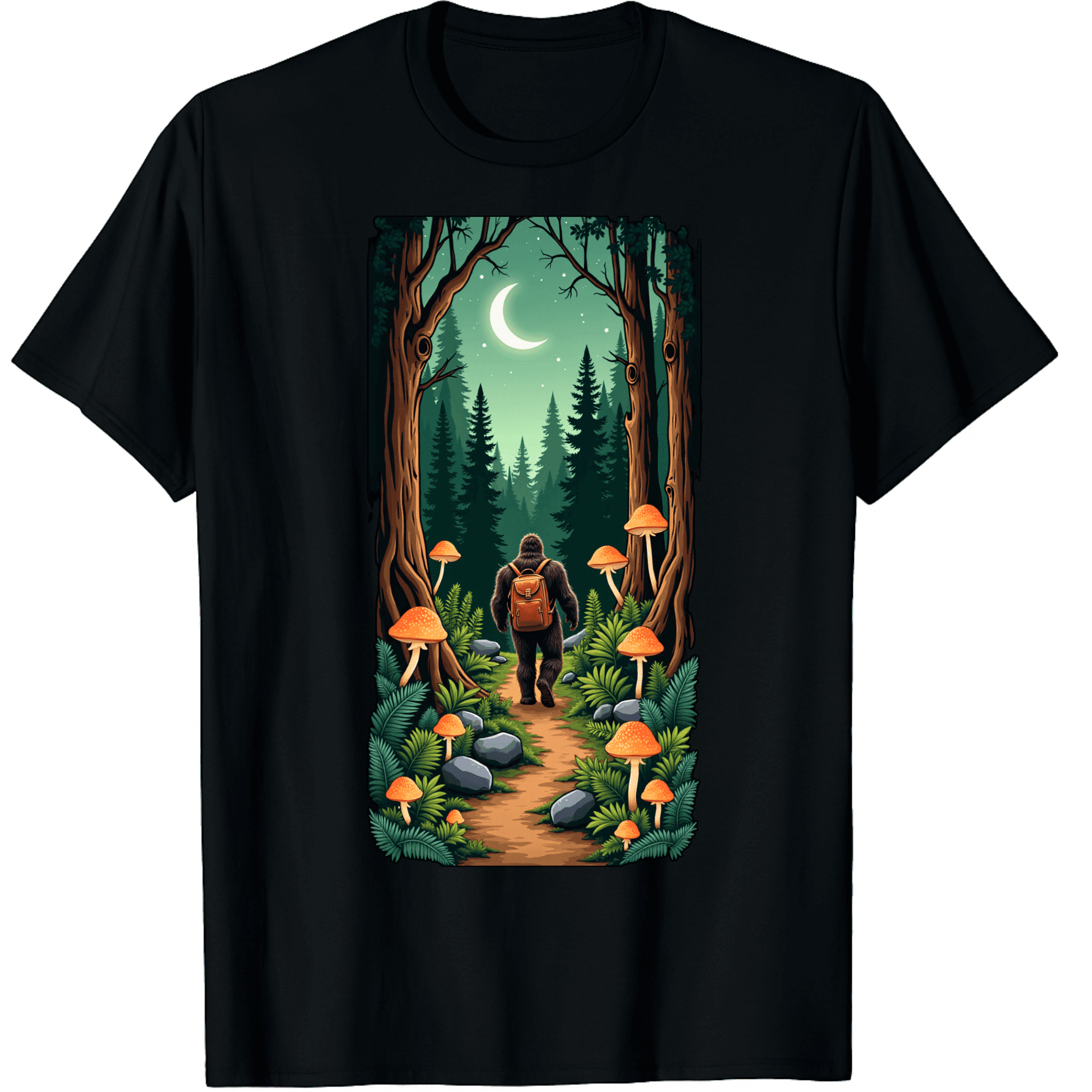 Bigfoot Foot Print Forest Nature Mushroom Sasquatch Cryptid Graphic ...