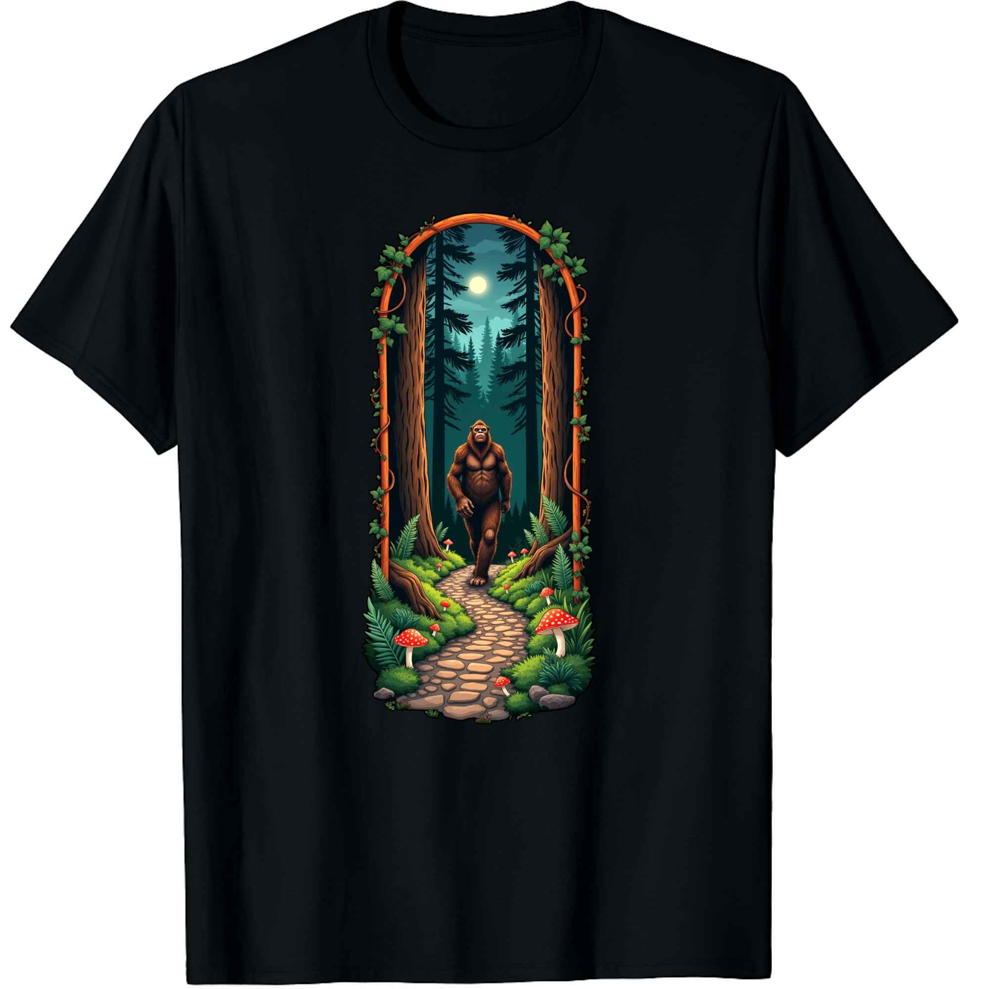 Bigfoot Foot Print Forest Nature Mushroom Sasquatch Cryptid Graphic ...