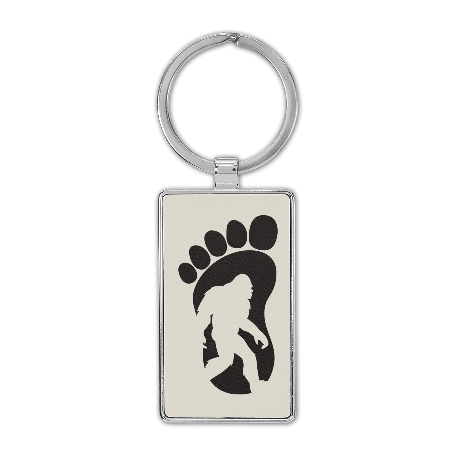 Bigfoot Foot Print V3 Premium Leatherette Keychain v3 yeti big foot - White - Walmart.com