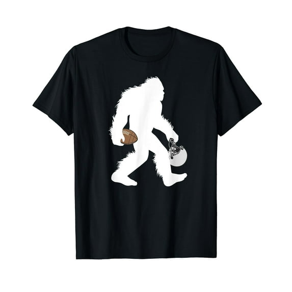 Bigfoot Football Player Cryptid American Sport Sasquatch Black T-Shirt ...