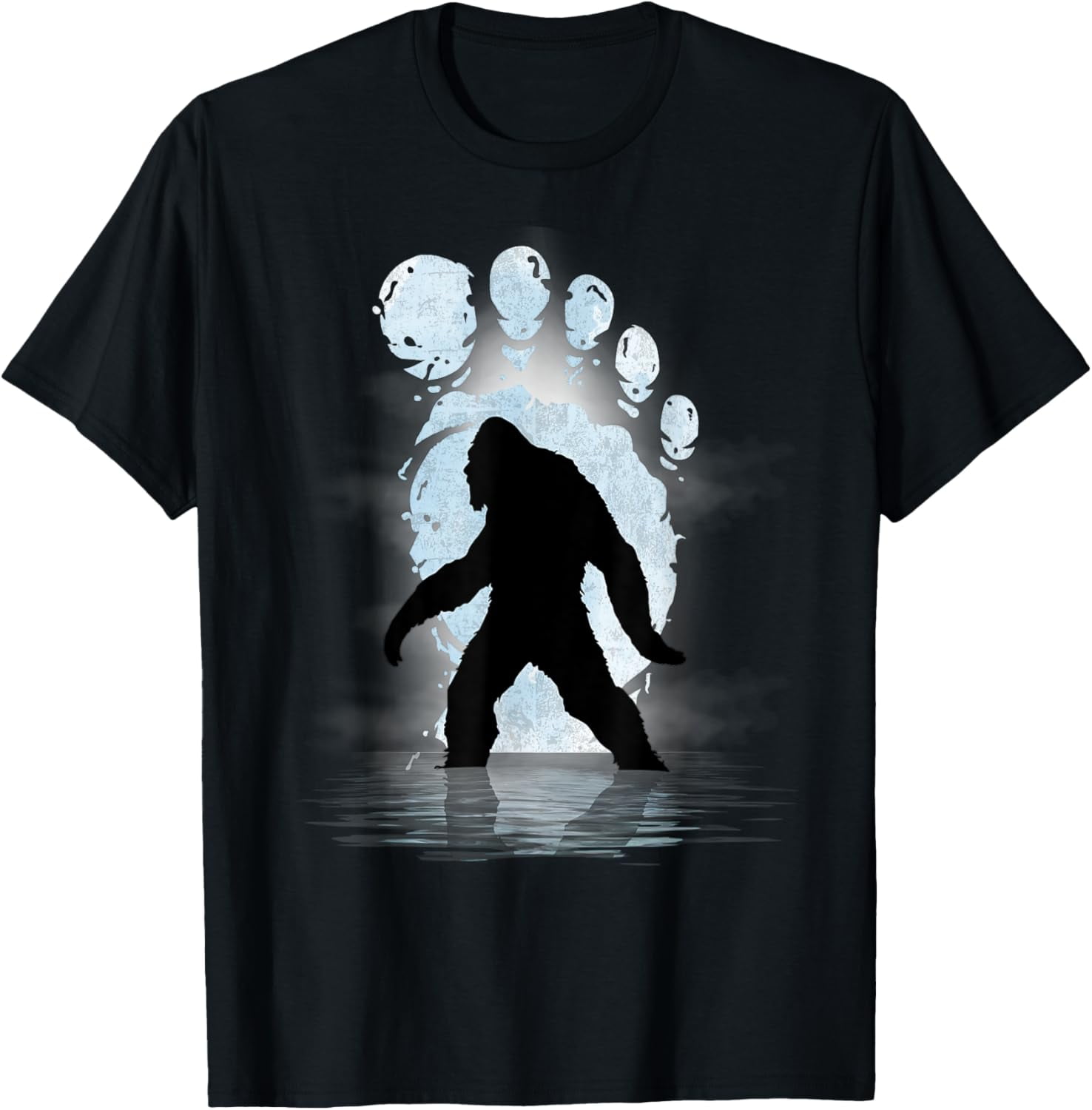 Bigfoot Footprint Moon Light Funny Sasquatch T-Shirt men and women can ...