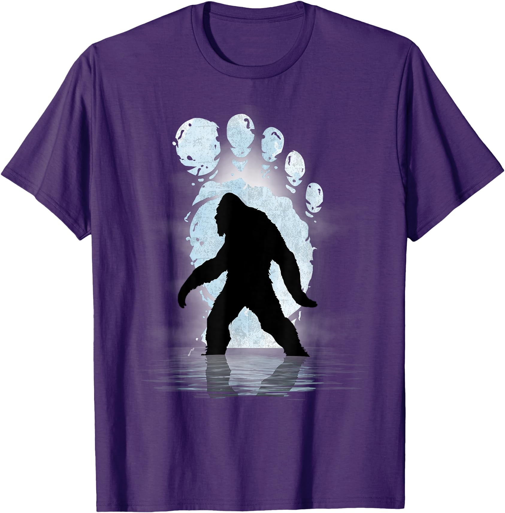 Bigfoot Footprint Moon Light Funny Sasquatch Unisex T-Shirt for Men ...