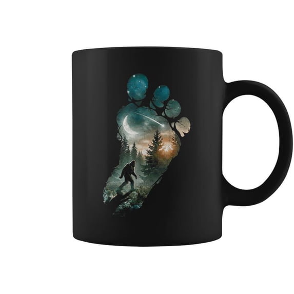 Bigfoot Footprint Moon Light Mountain Trees Forest Sasquatch Coffee ...