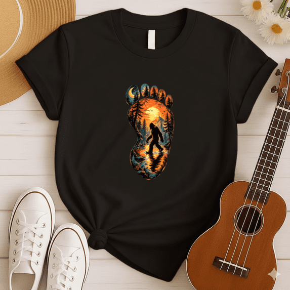 Bigfoot Footprint Sunset Nature T-Shirt, for men & women, S-5XL ...