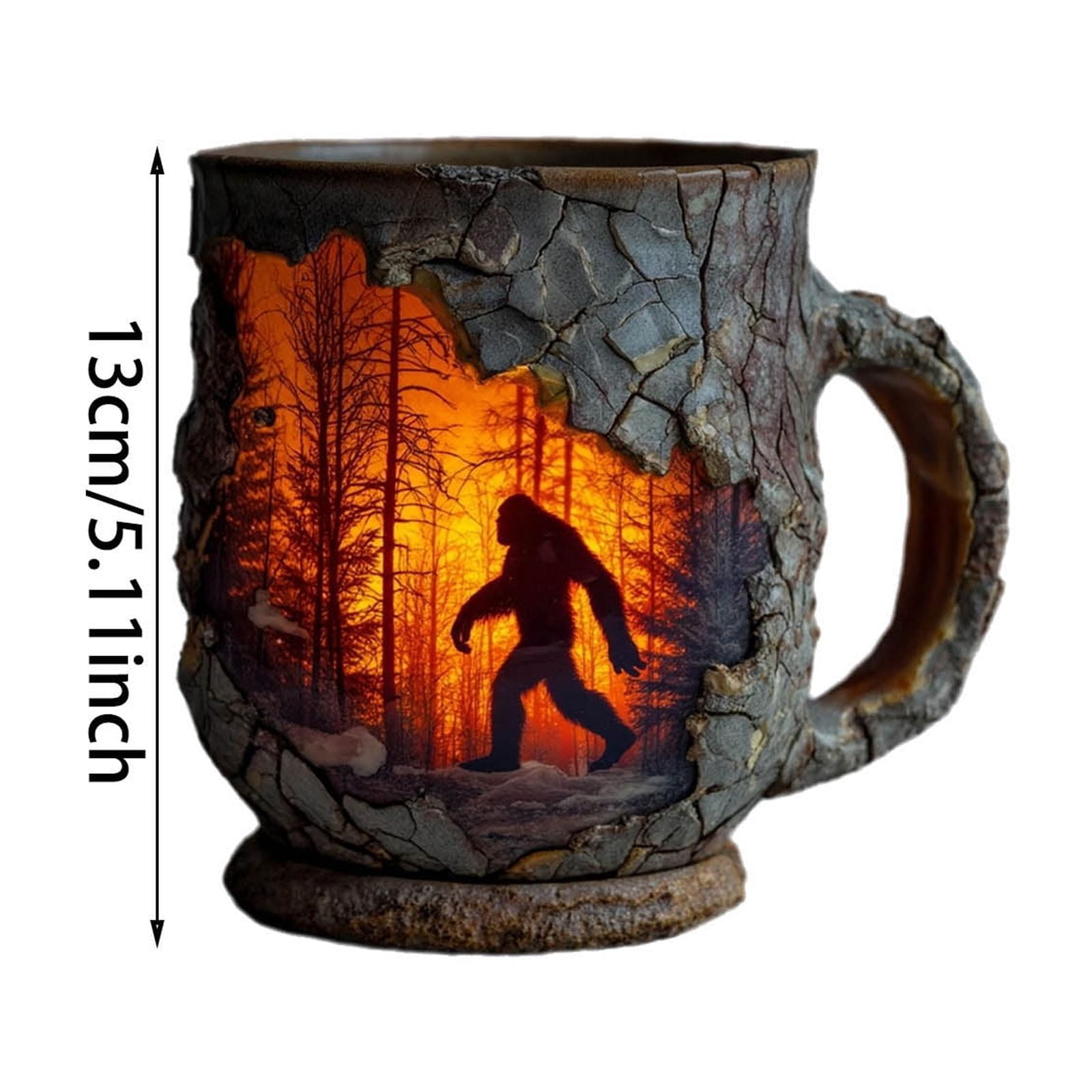Bigfoot Forest Fire Mug, 3d Relief + Forest Silhouette Bigfoot Mugs ...