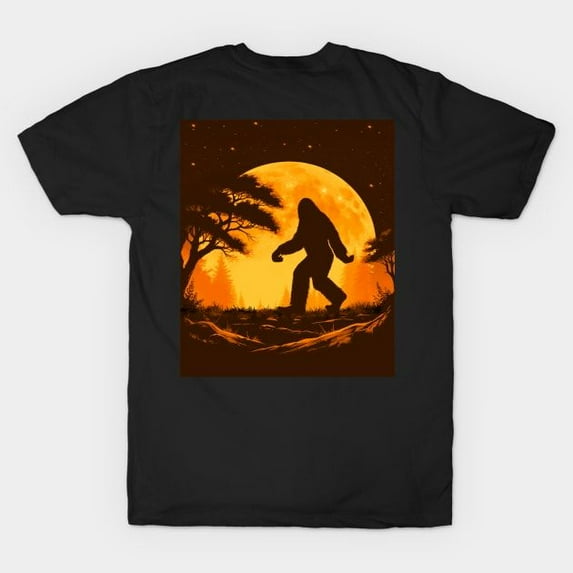 Bigfoot Full Moon Wilderness Silhouette Tee Sasquatch Walking in Forest ...