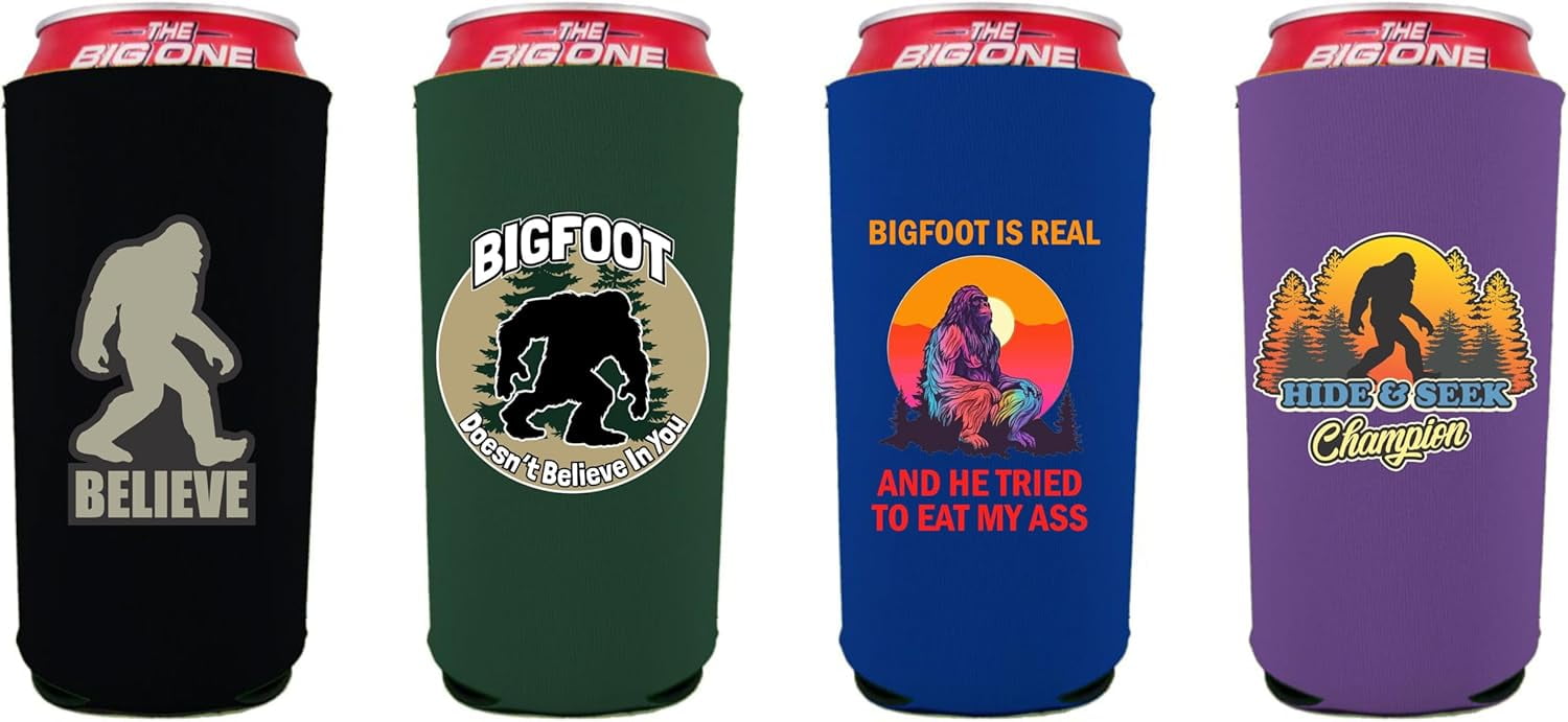 Bigfoot Funny Designs 24oz Can Coolie 4 Pack Set - Walmart.com