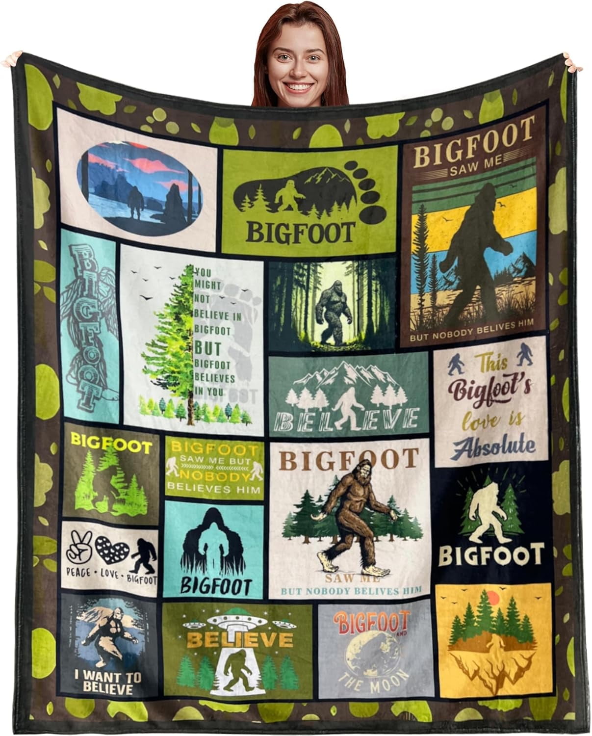 Bigfoot Gifts Blanket for Men Women, Camper Gifts Big Foot Sasquatch ...