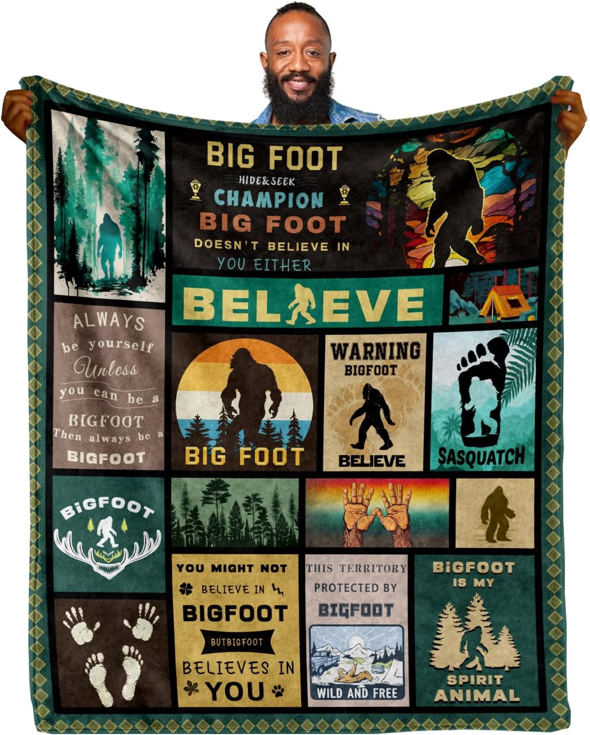 Bigfoot Gifts Sherpa Throw Blanket,Ultra Soft Big Foot Sasquatch Gifts ...