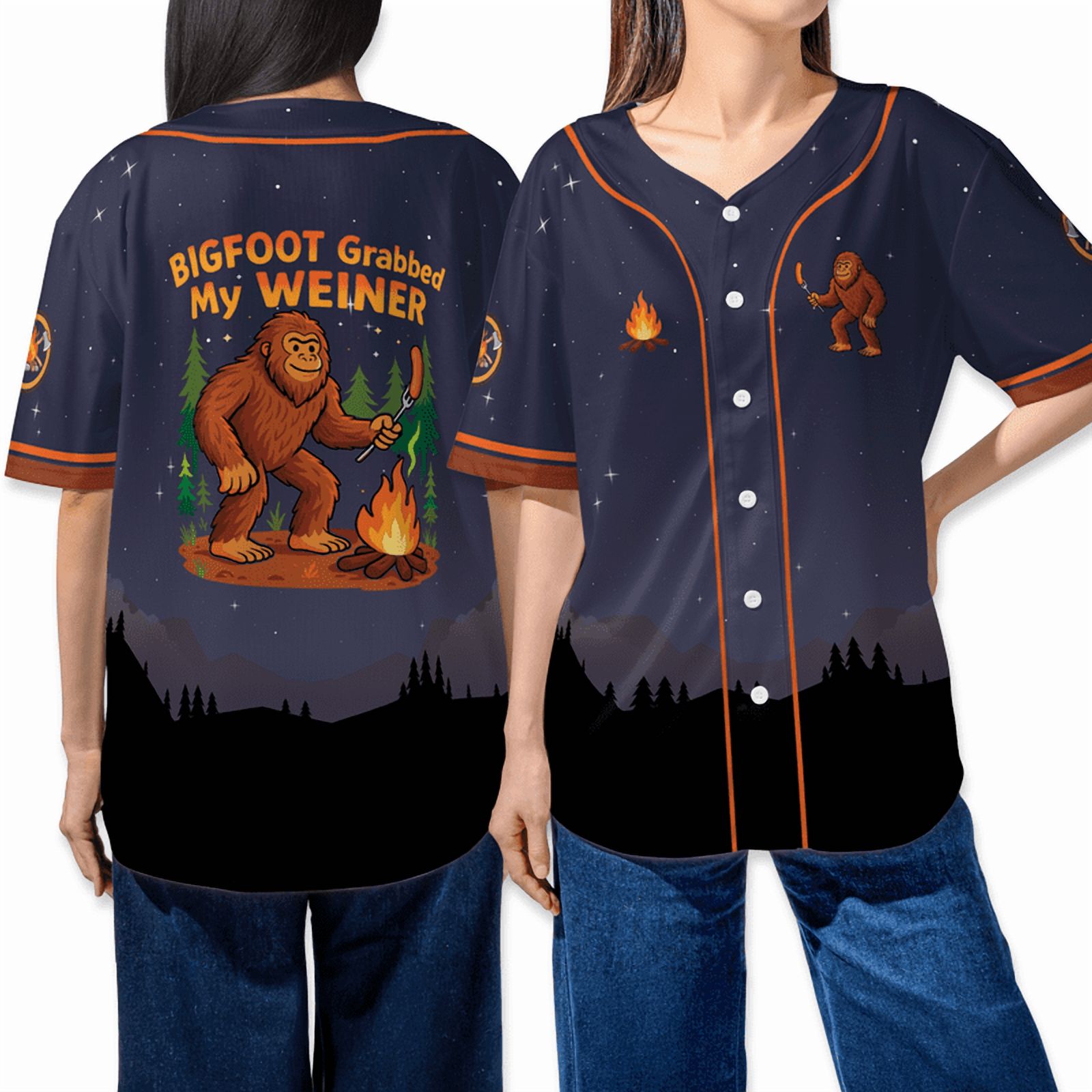 Bigfoot Grabbed My Weiner Baseball Jersey Shirt – Funny Sasquatch Hot ...