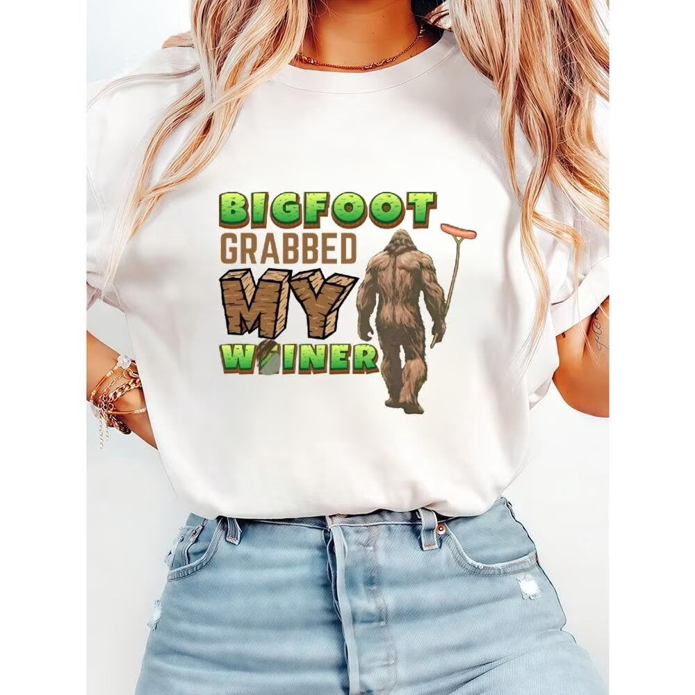 Bigfoot Grabbed My We-ner Graphic Tees Funny Print T Shirts Short ...