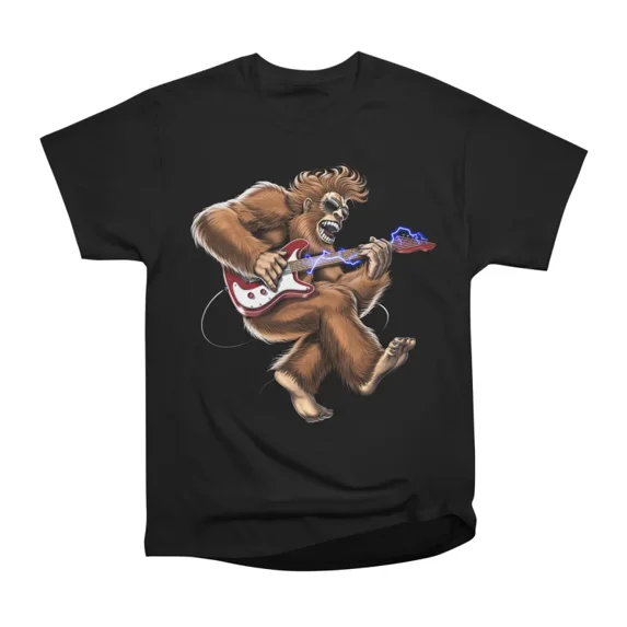Bigfoot Guitarist T-Shirt Tee Gift For Him Merch For Her Apparel For ...