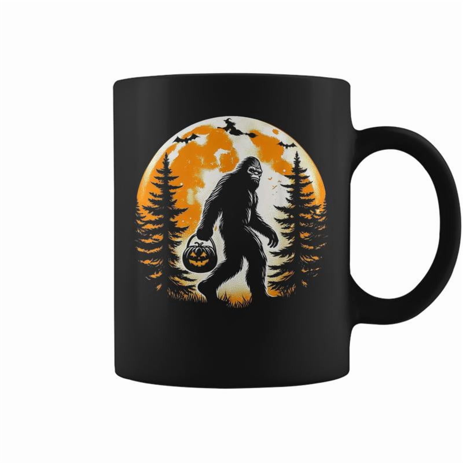 Bigfoot Halloween Trick Or Treat Sasquatch Witch Bat In Moon Coffee ...