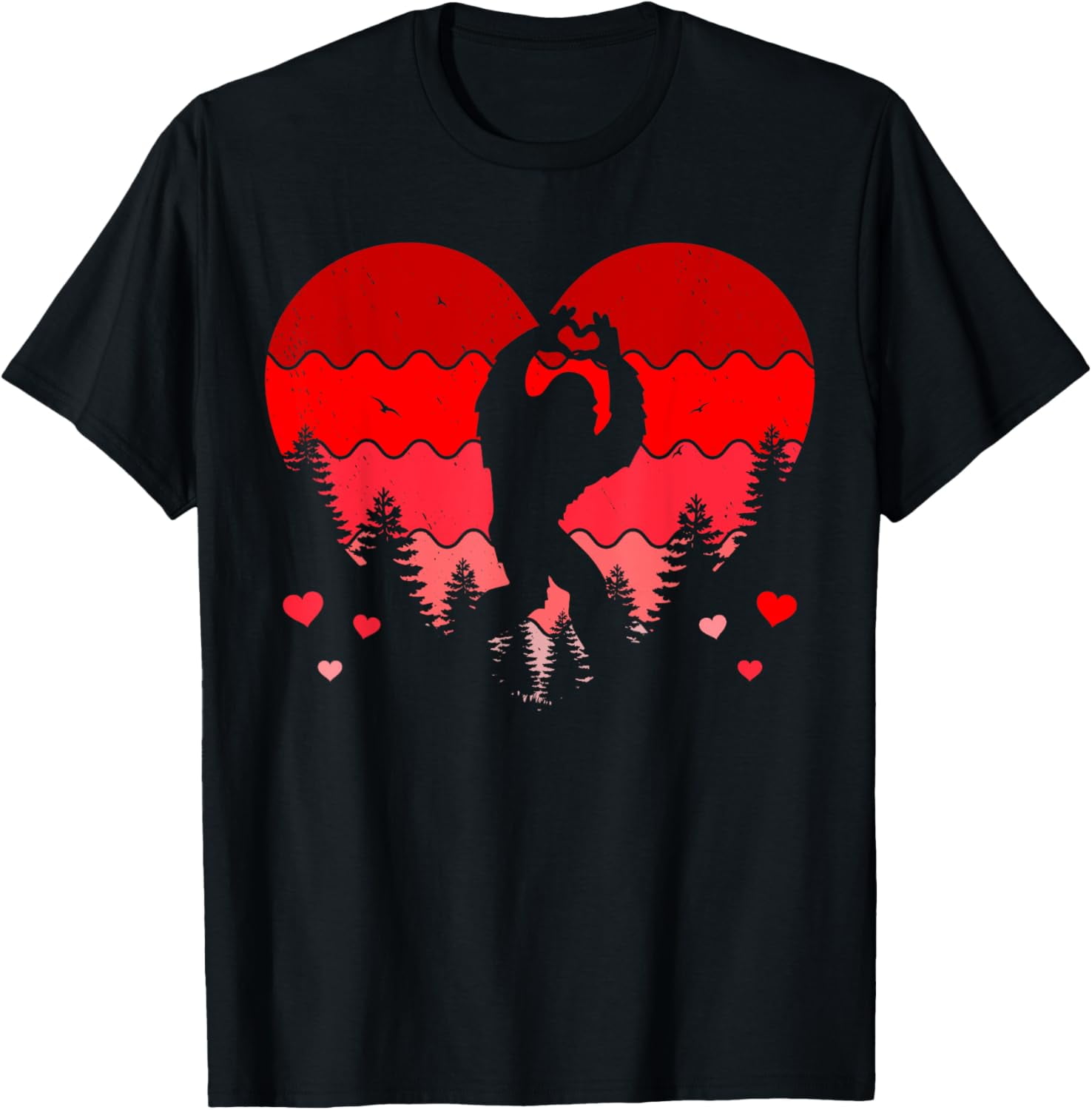 Bigfoot Heart Love Day Love Sasquatch Funny Bigfoot T-Shirt - Walmart.com