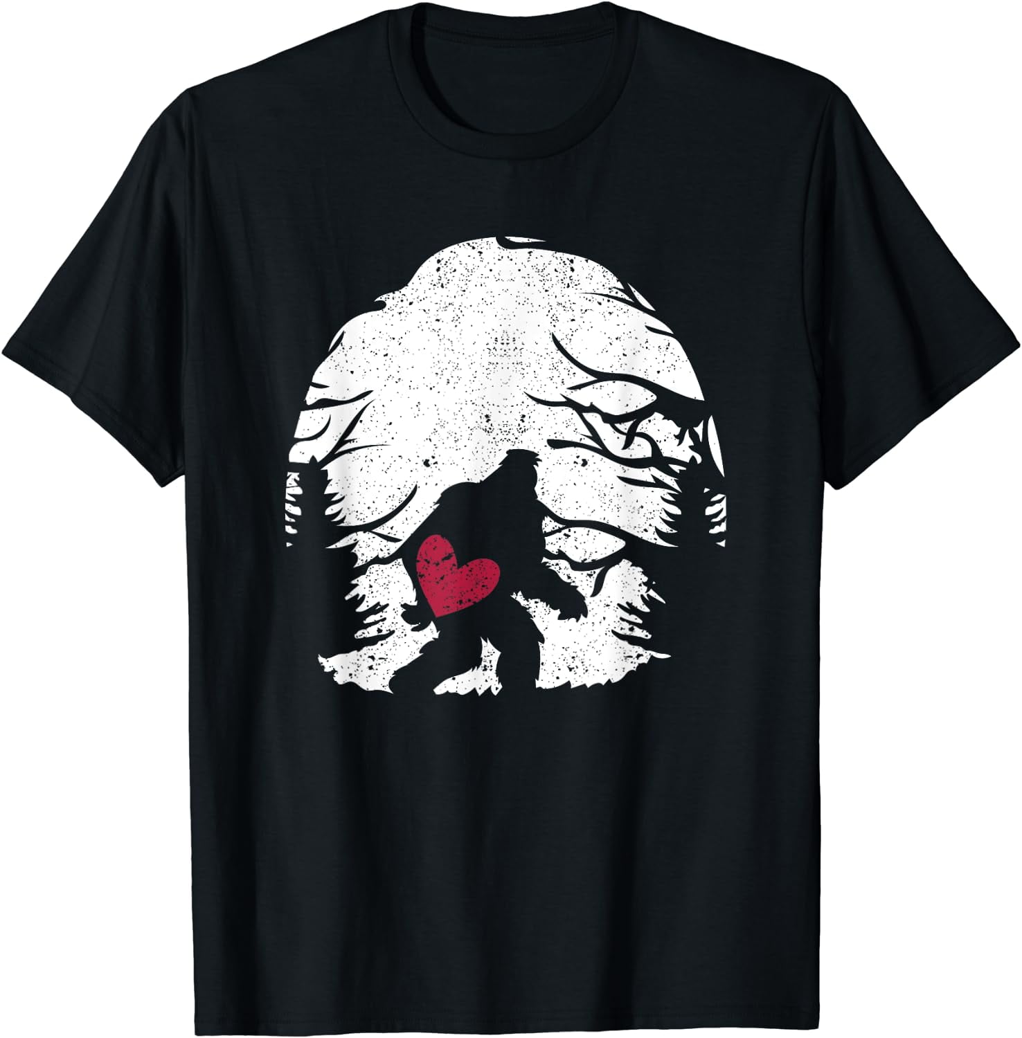 Bigfoot Heart Valentine's Day Sasquatch Lover Couples Funny T-Shirt ...